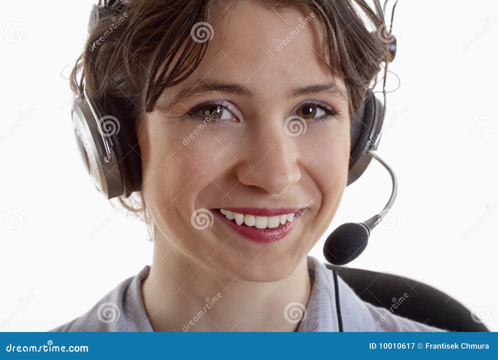 Woman with headset stock image. Image of headset, friendly - 10010617