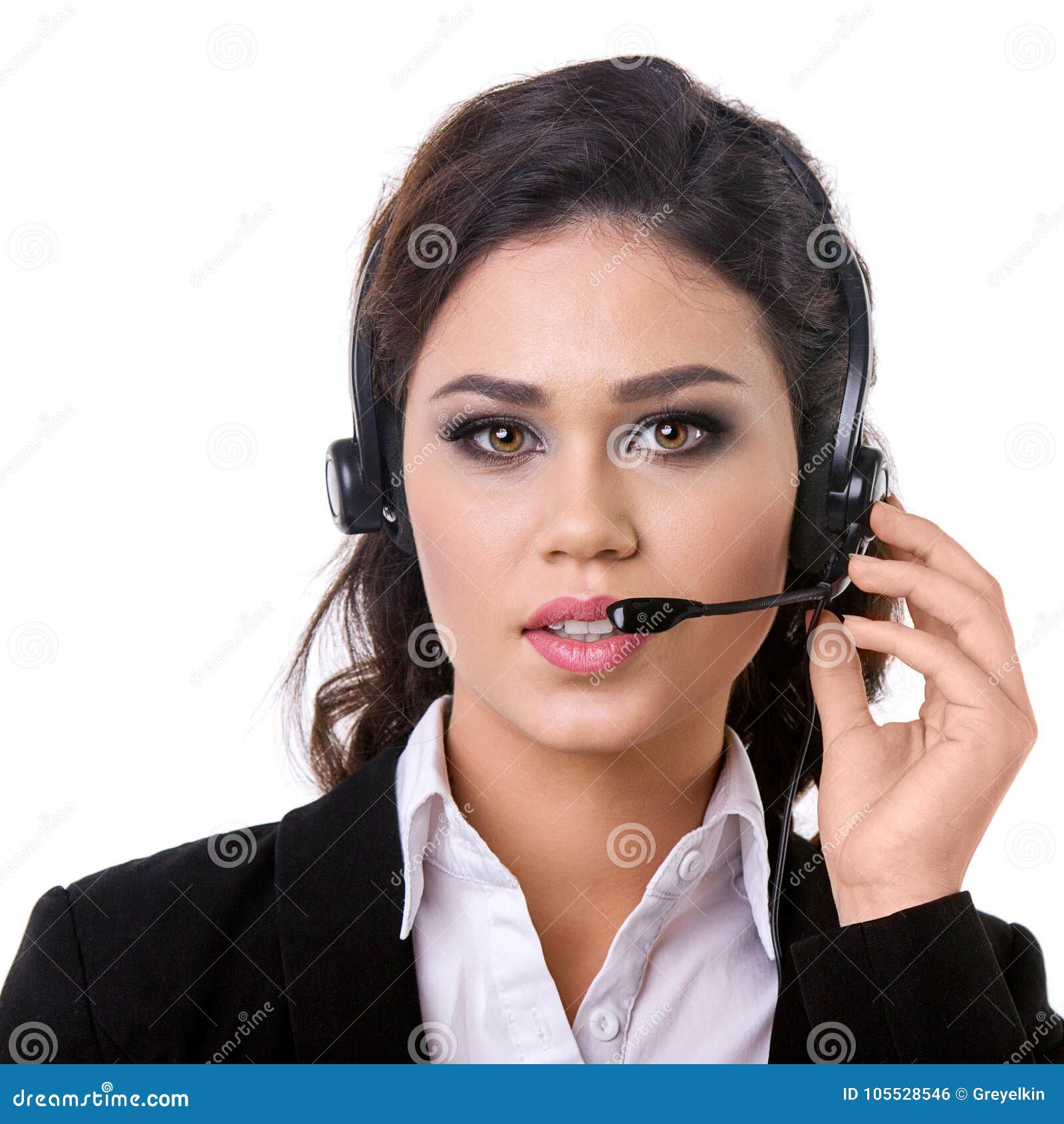 Woman with a headset stock photo. Image of customer - 105528546