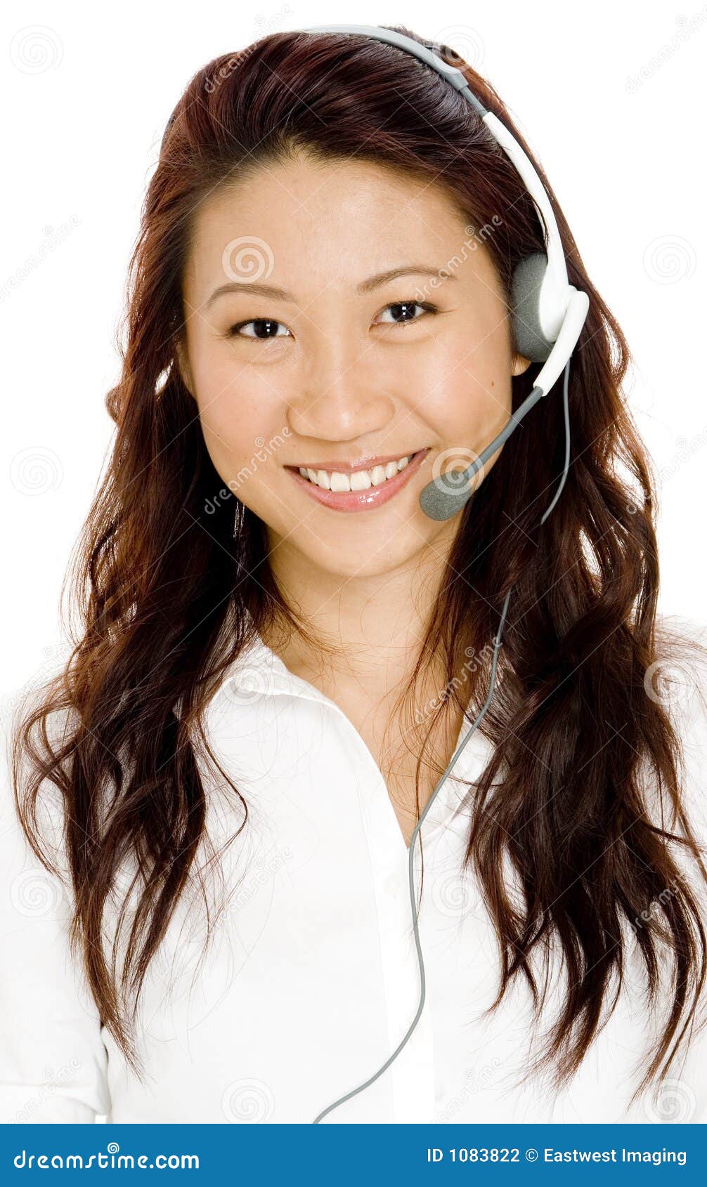 Woman in Headset stock photo. Image of brunette, listen - 1083822