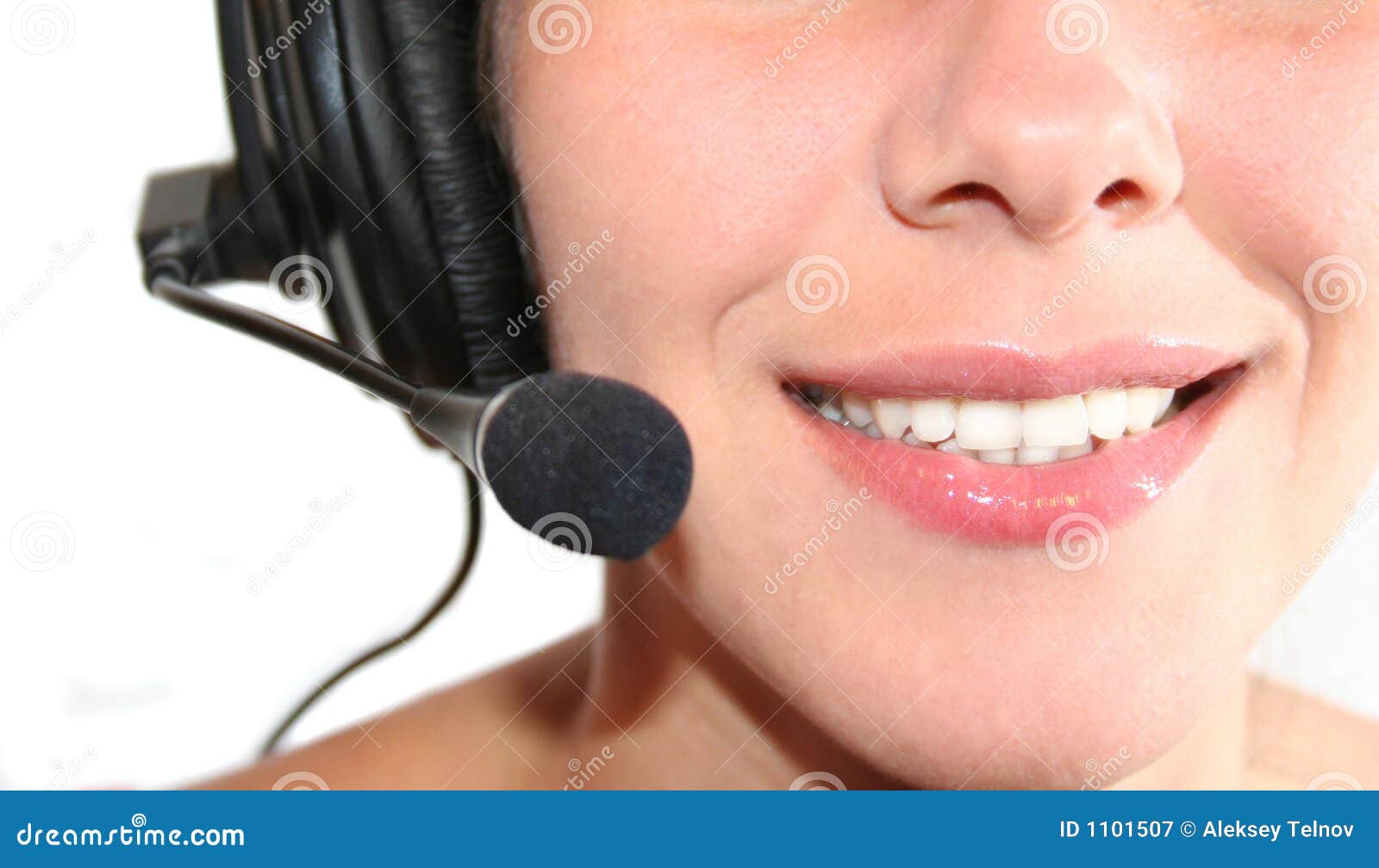 Woman with Headset stock image. Image of lips, microphone - 1101507