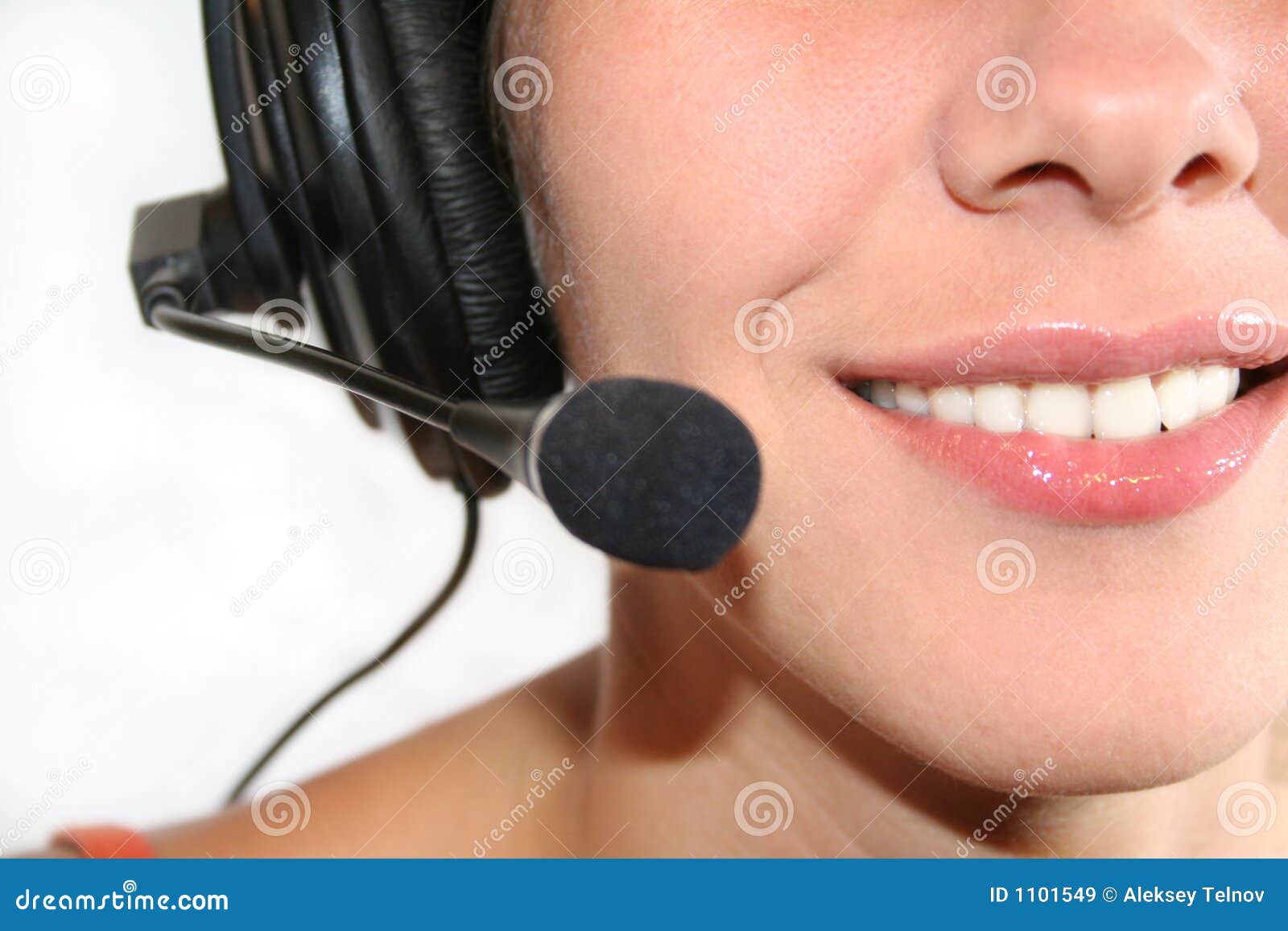 Woman with Headset stock image. Image of microphone, female - 1101549