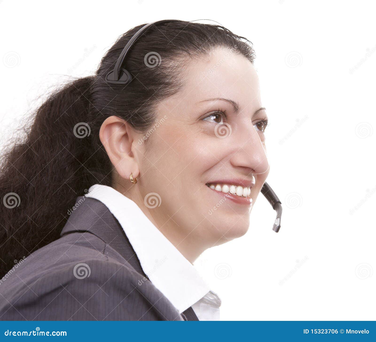 Woman with Headset stock photo. Image of business, grey - 15323706