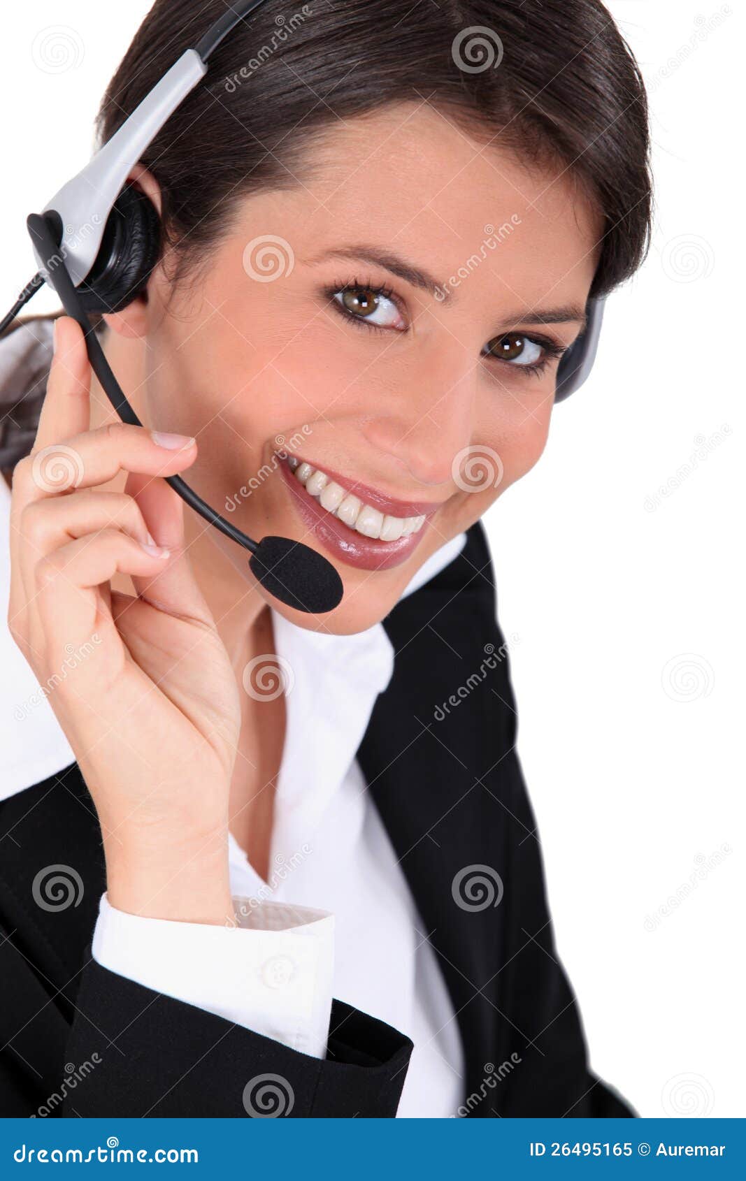 Woman with headset stock image. Image of 3539, advice - 26495165