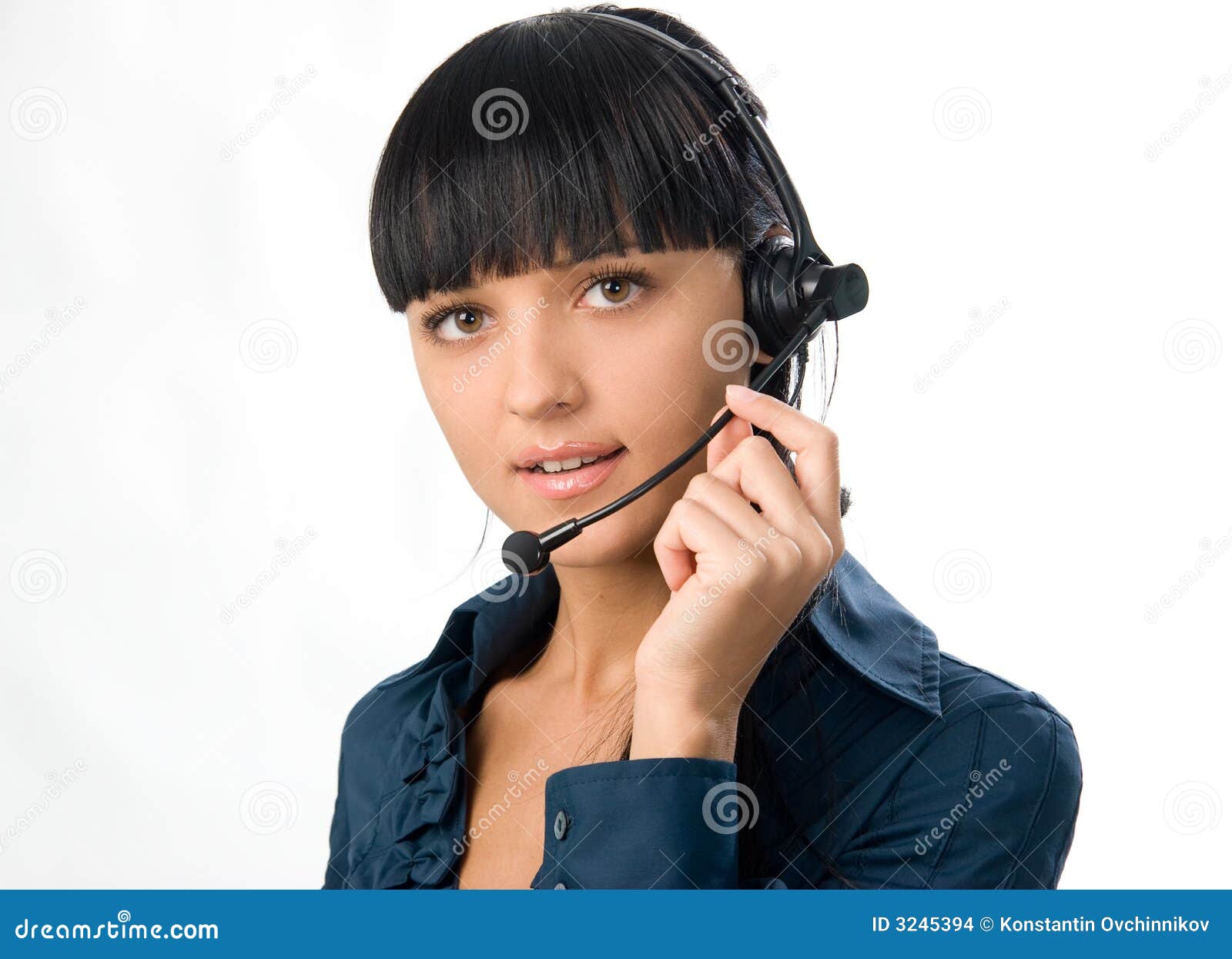 Woman with headset stock photo. Image of center, miss - 3245394