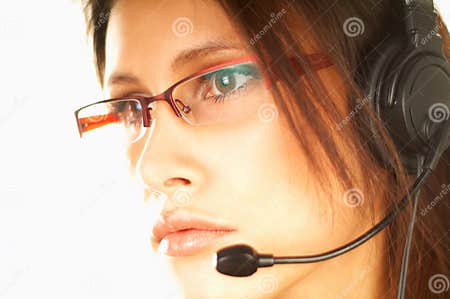 Woman with a Headset stock photo. Image of help, microphone - 500670
