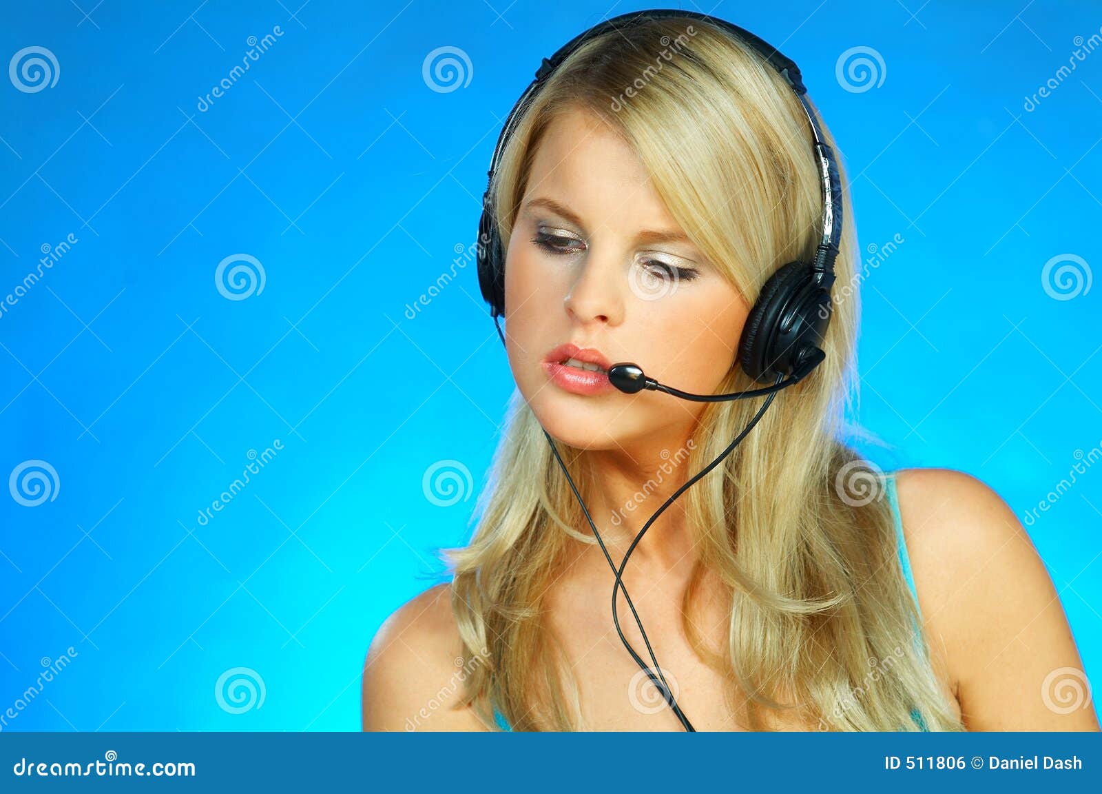 Woman with a Headset stock photo. Image of earpiece, actress - 511806