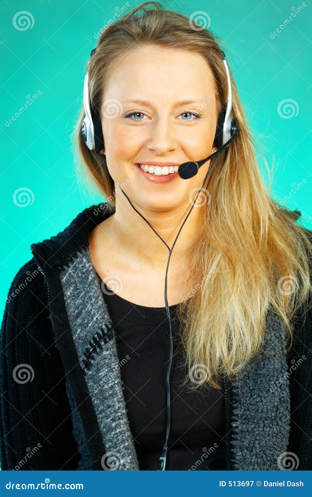 Woman with a Headset stock image. Image of communicating - 513697