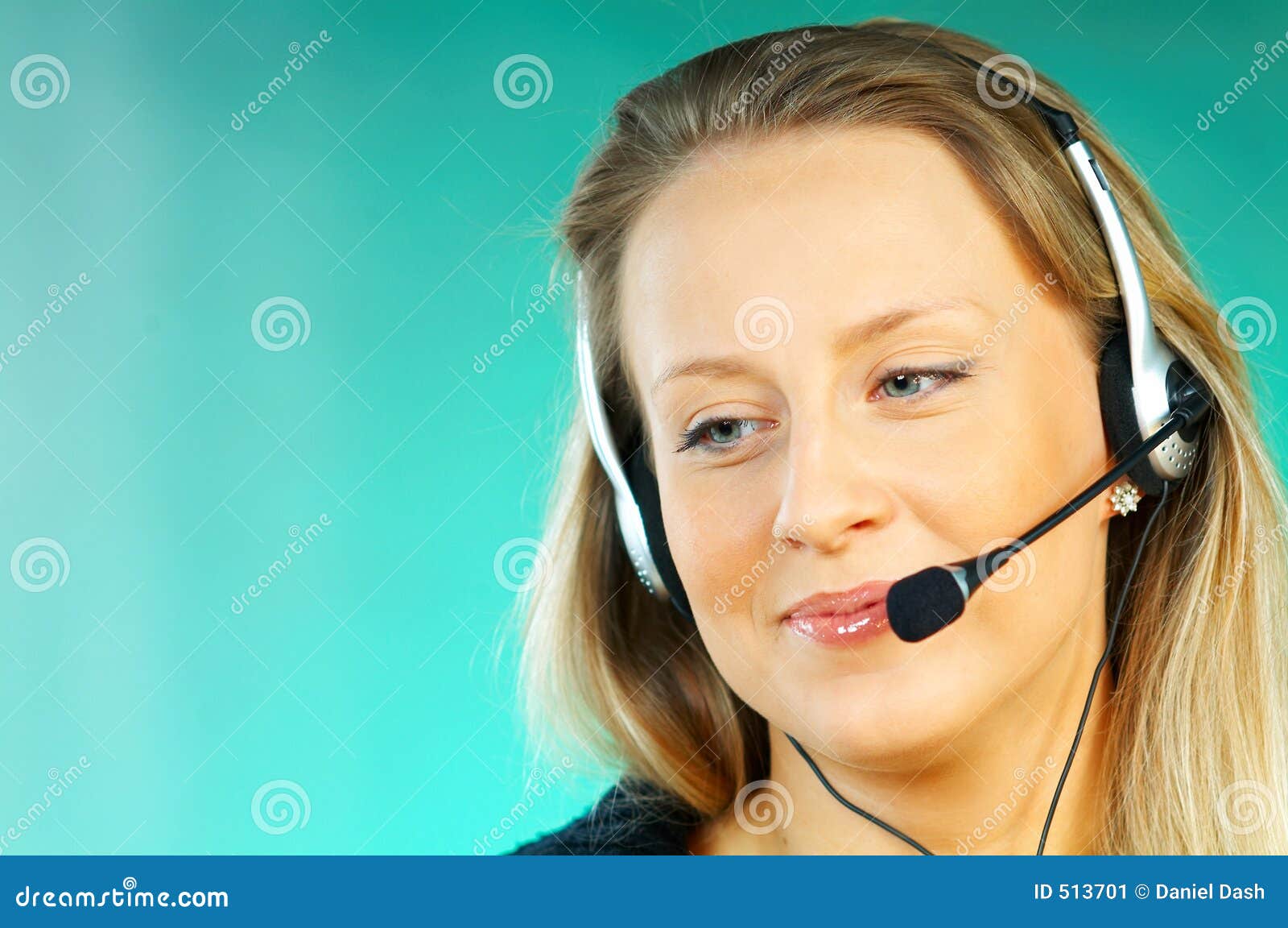 Woman with a Headset stock image. Image of listen, headpiece - 513701