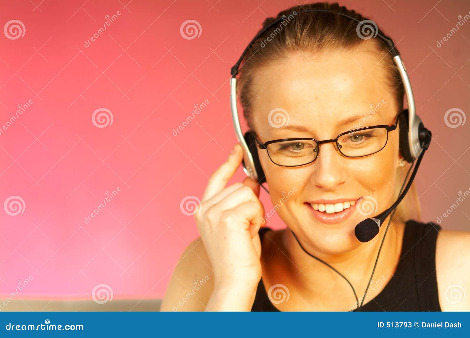 Woman with a Headset stock image. Image of hand, caucasian - 513793