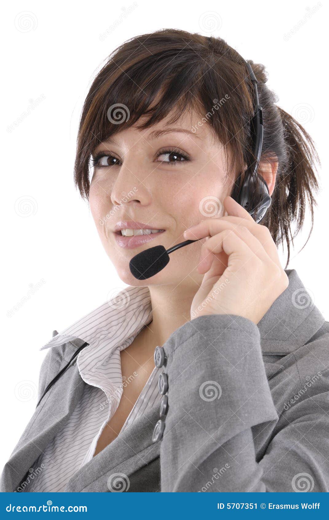 Woman with a headset stock image. Image of receptionist - 5707351