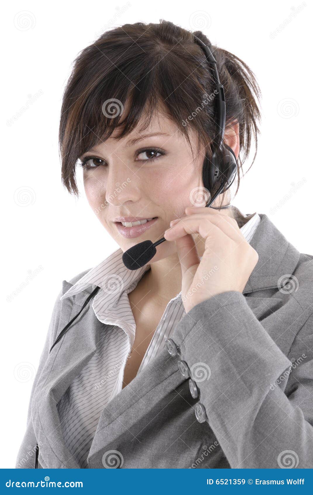 Woman with a headset stock image. Image of woman, service - 6521359