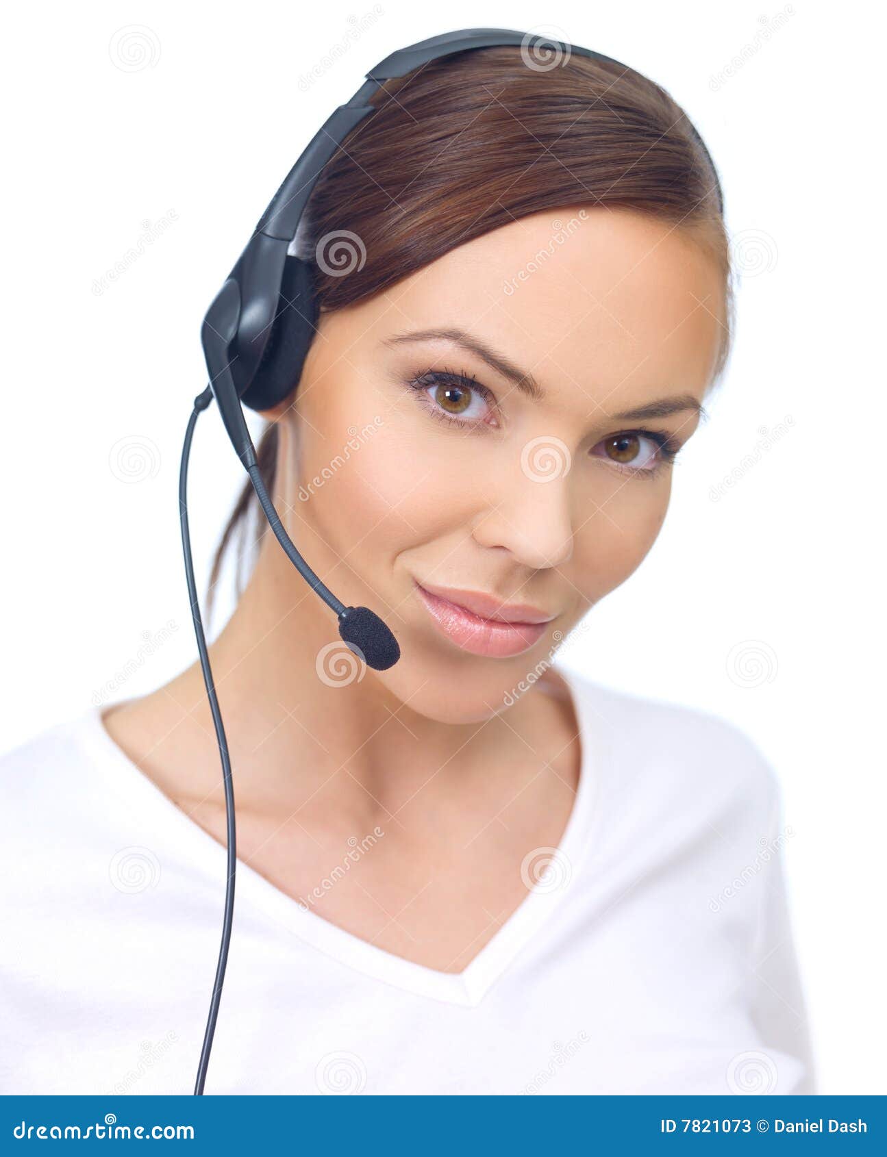Woman in Headset stock image. Image of finger, portrait - 7821073