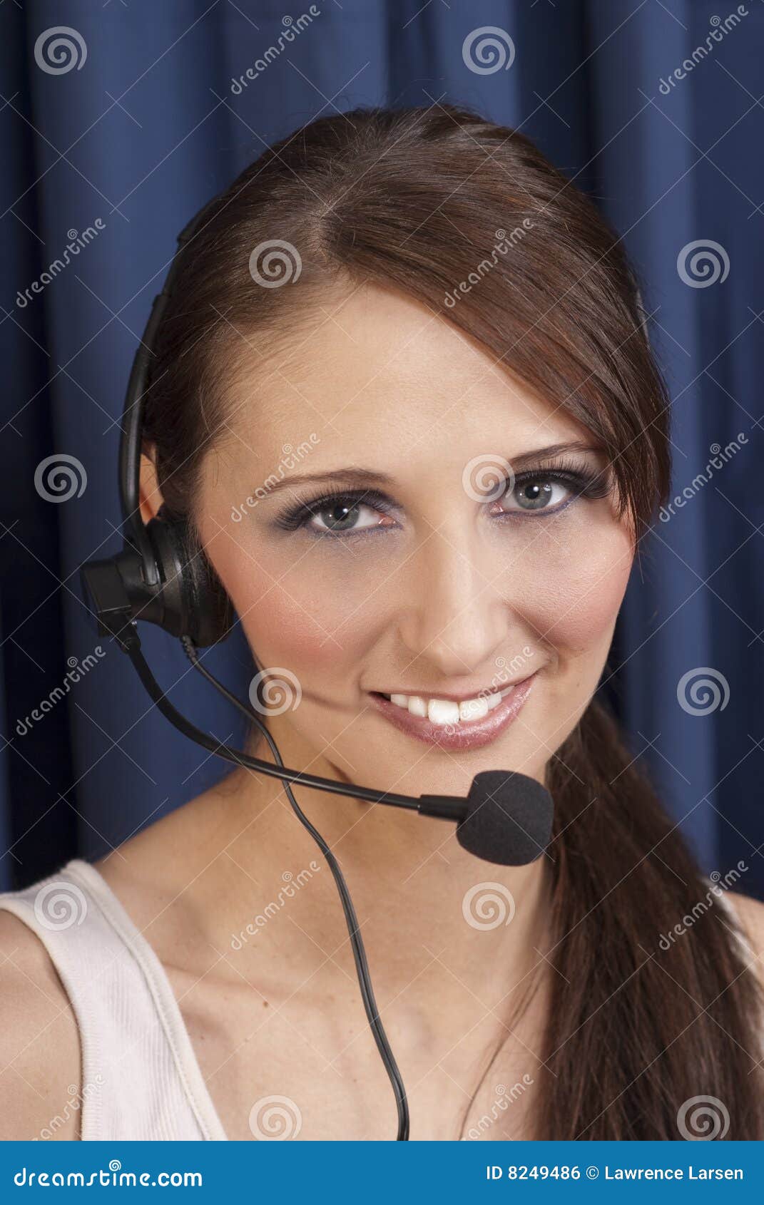Woman with headset stock photo. Image of cheerful, microphone - 8249486