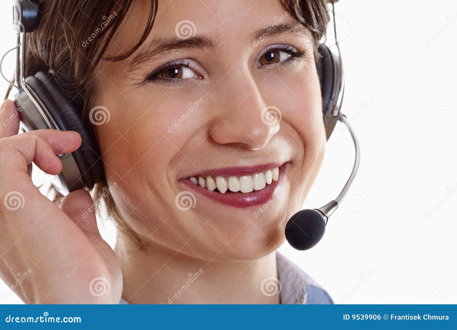 Woman with headset stock photo. Image of business, call - 9539906