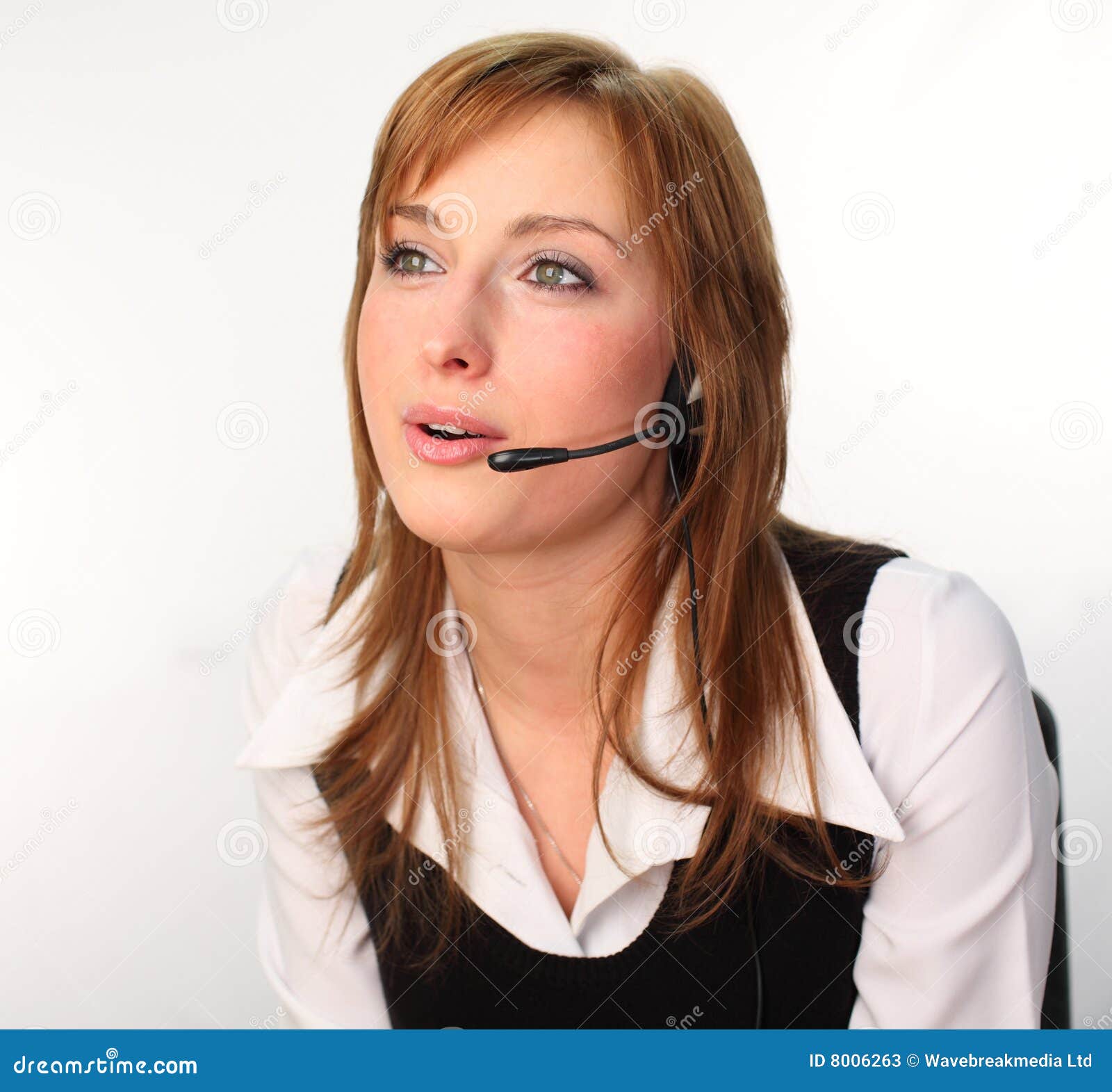Woman on a Headset Talking stock image. Image of adult - 8006263