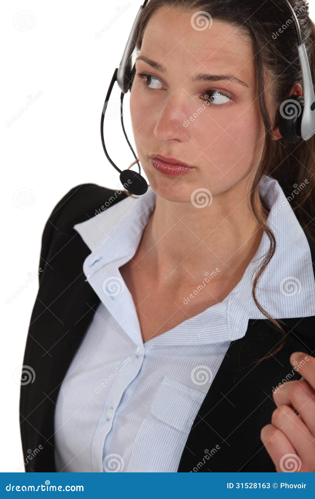 A woman with a headset on. stock image. Image of human - 31528163