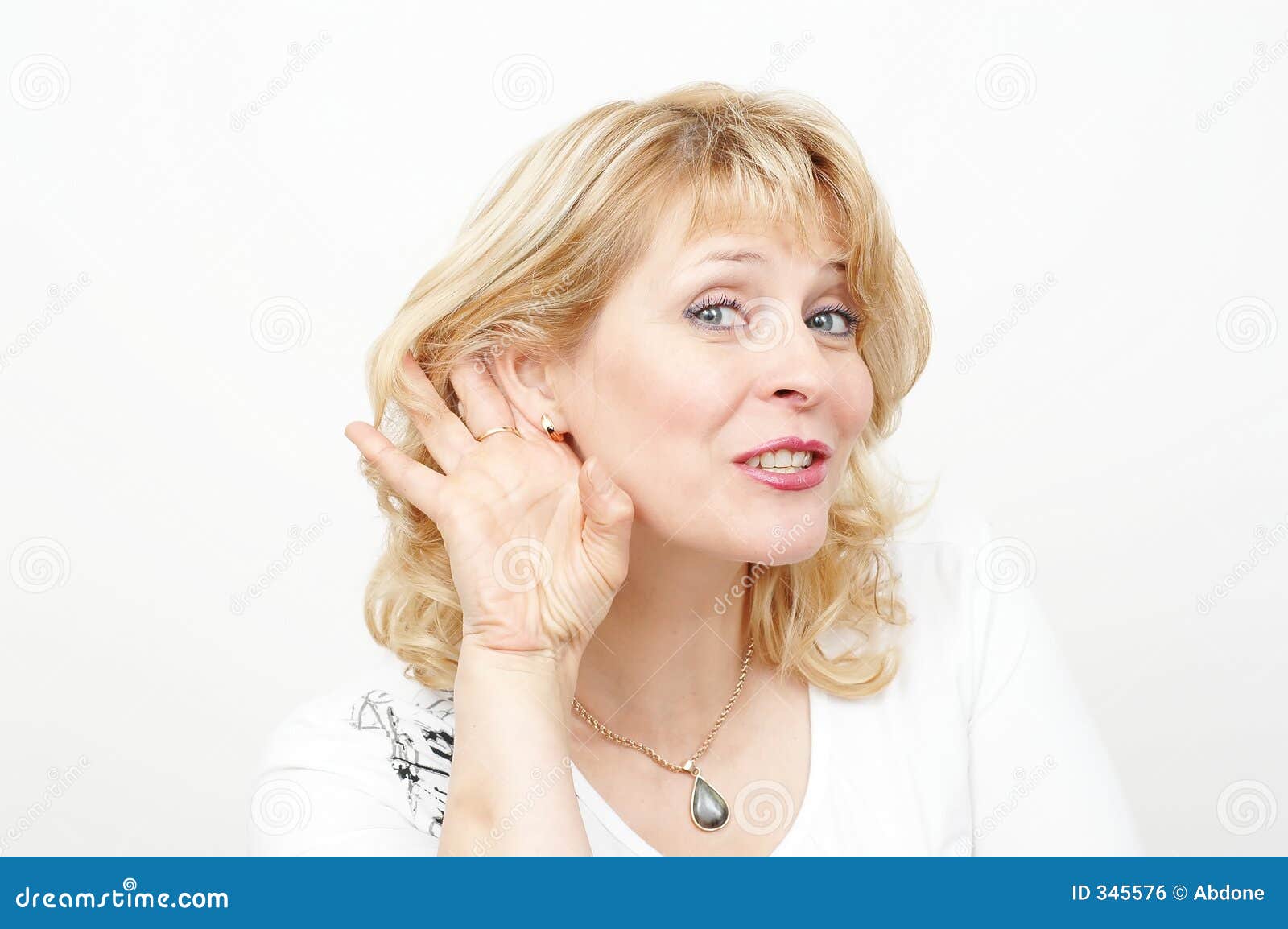 Woman hearing stock photo. Image of gesture, beauty, listen - 345576