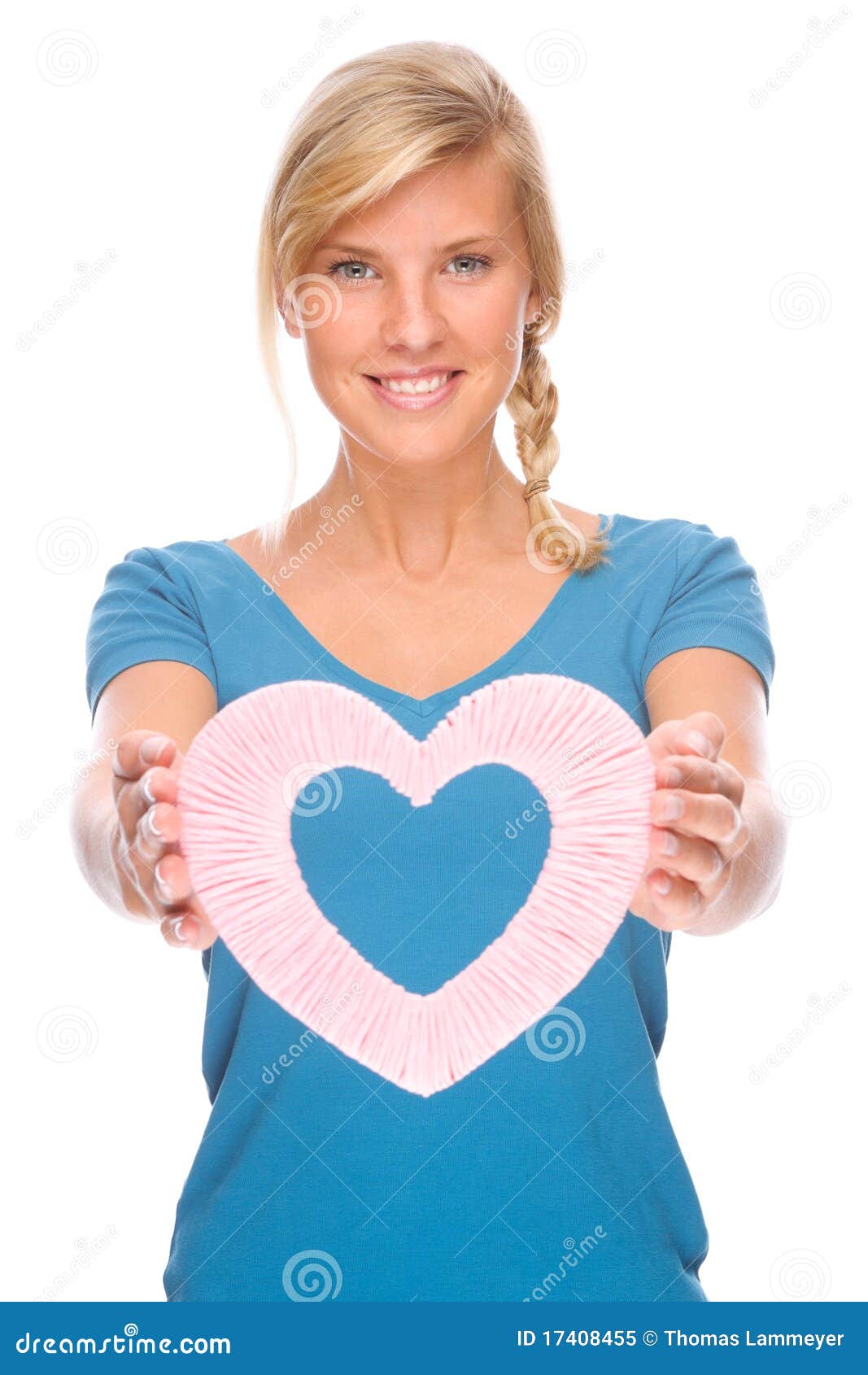 Woman with heart stock image. Image of happiness, girl - 17408455