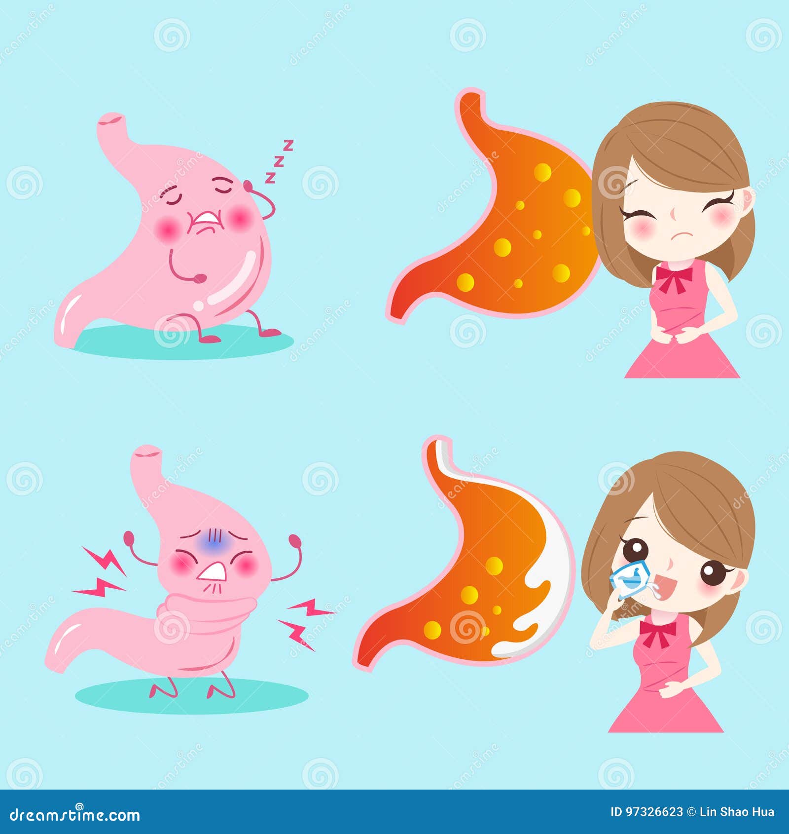Heartburn Kid Girl Vector Royalty-Free Cartoon | CartoonDealer.com ...