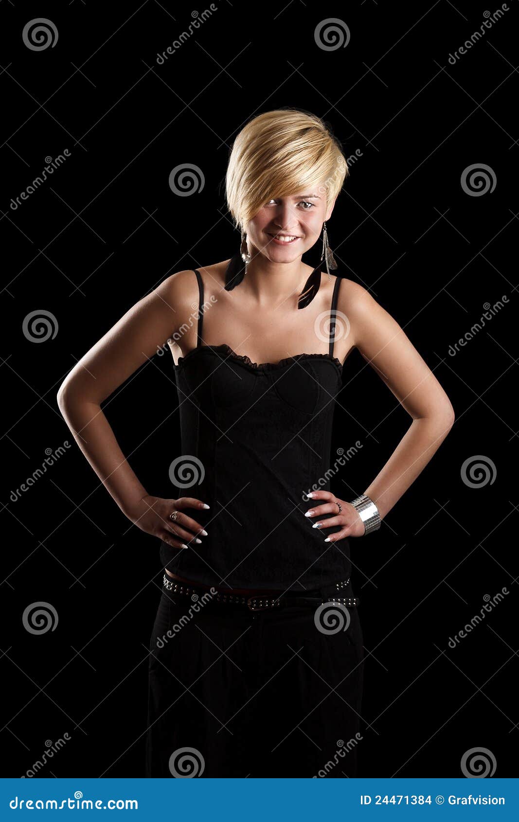 Woman with her arms akimbo stock photo. Image of beautiful - 24471384
