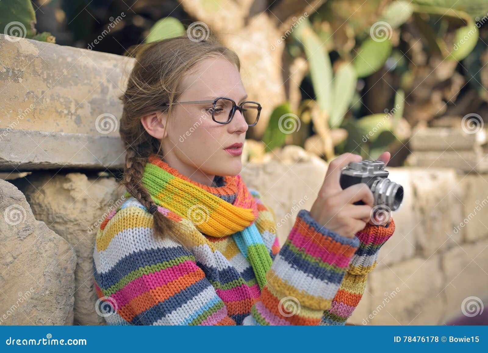 Woman with her camera stock photo. Image of caucasian - 78476178