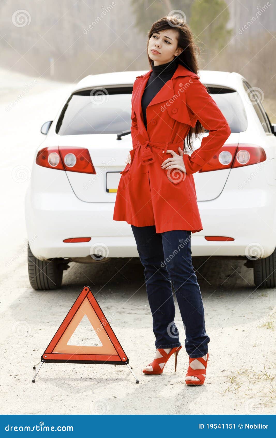 Woman and her damaged car stock image. Image of pretty - 19541151