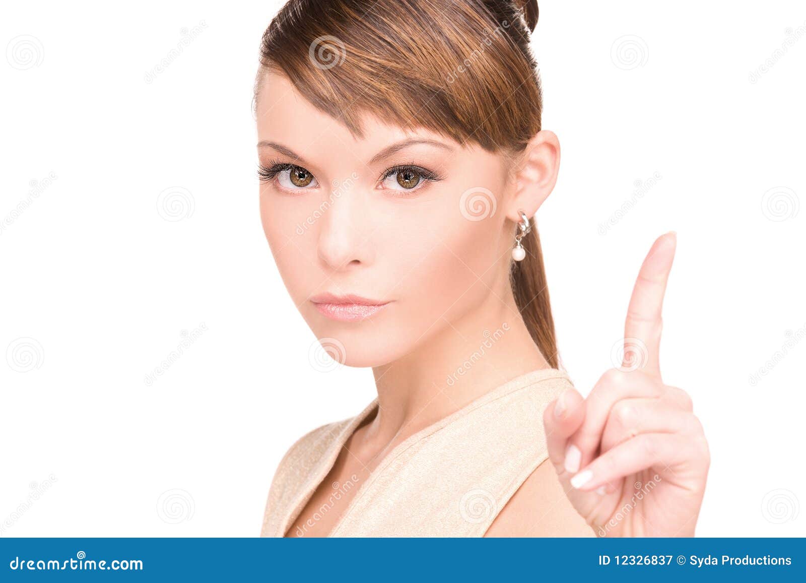 Woman with her finger up stock image. Image of decision - 12326837