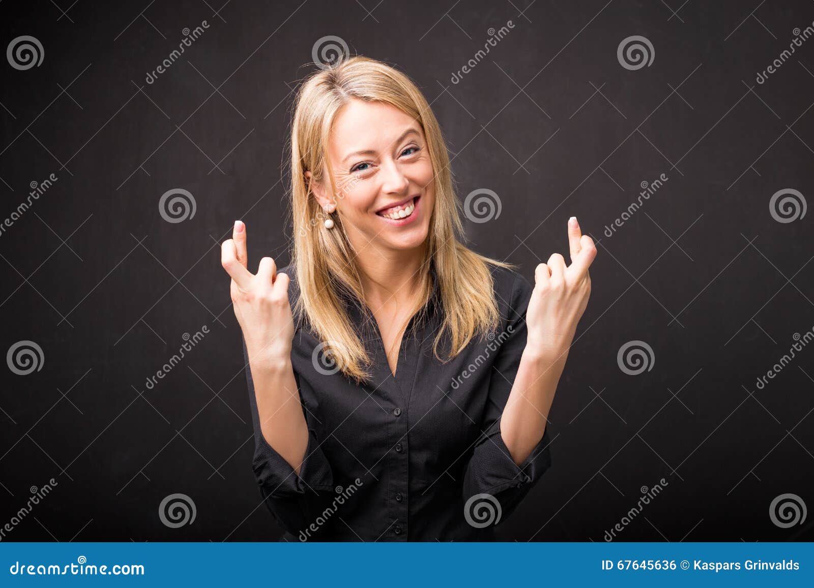 Woman with Her Fingers Crossed Stock Photo - Image of hopeful, lady ...