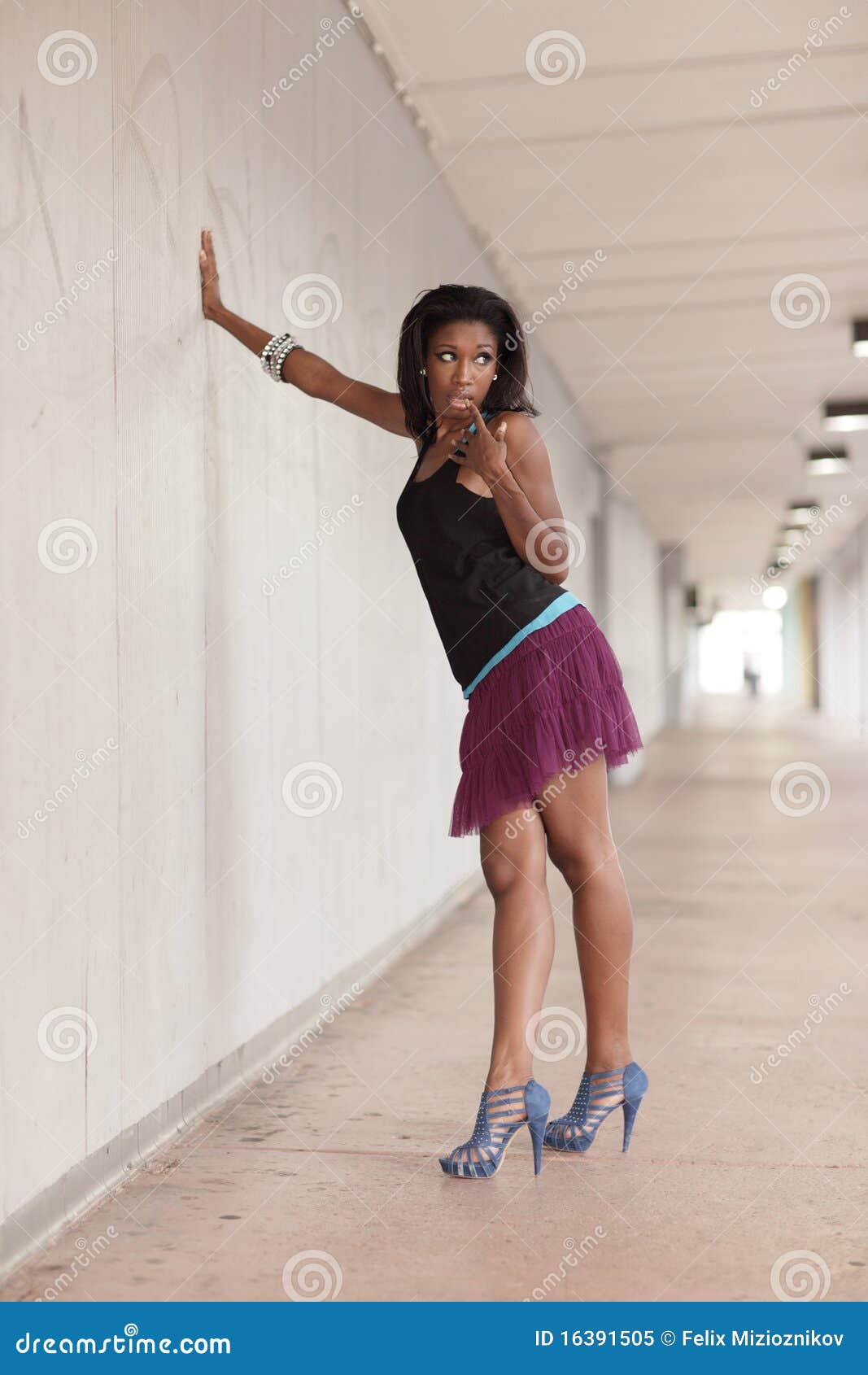 Woman with Her Hand on the Wall Stock Image - Image of trendy ...