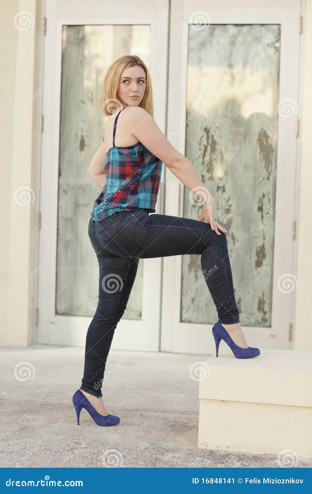 Woman with Her Leg on the Ledge Stock Image - Image of modern, model ...