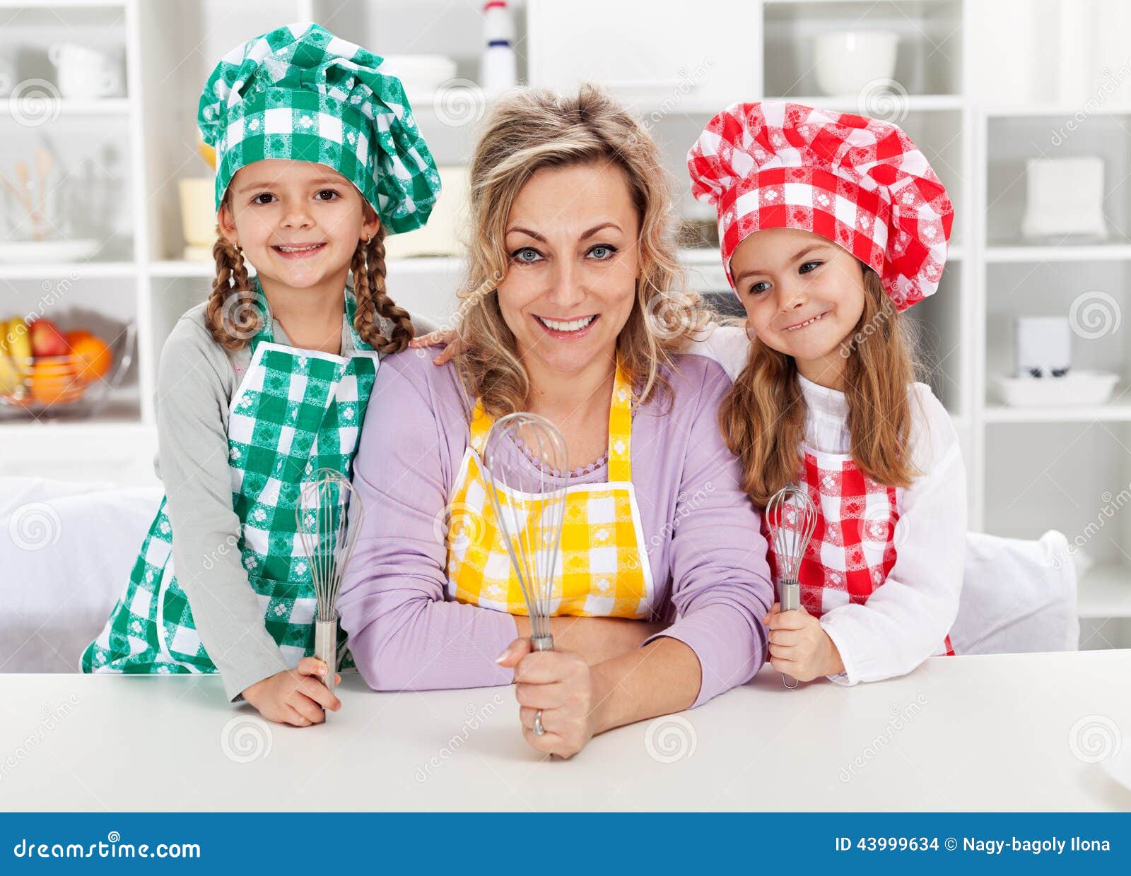 Woman and Her Little Helper Chefs Stock Photo - Image of home, food ...