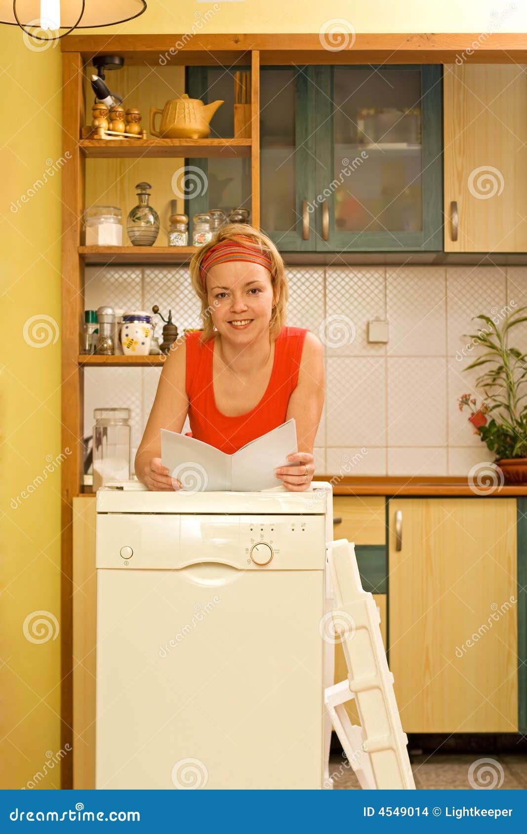 Woman with Her New Dishwasher Stock Photo - Image of packing ...