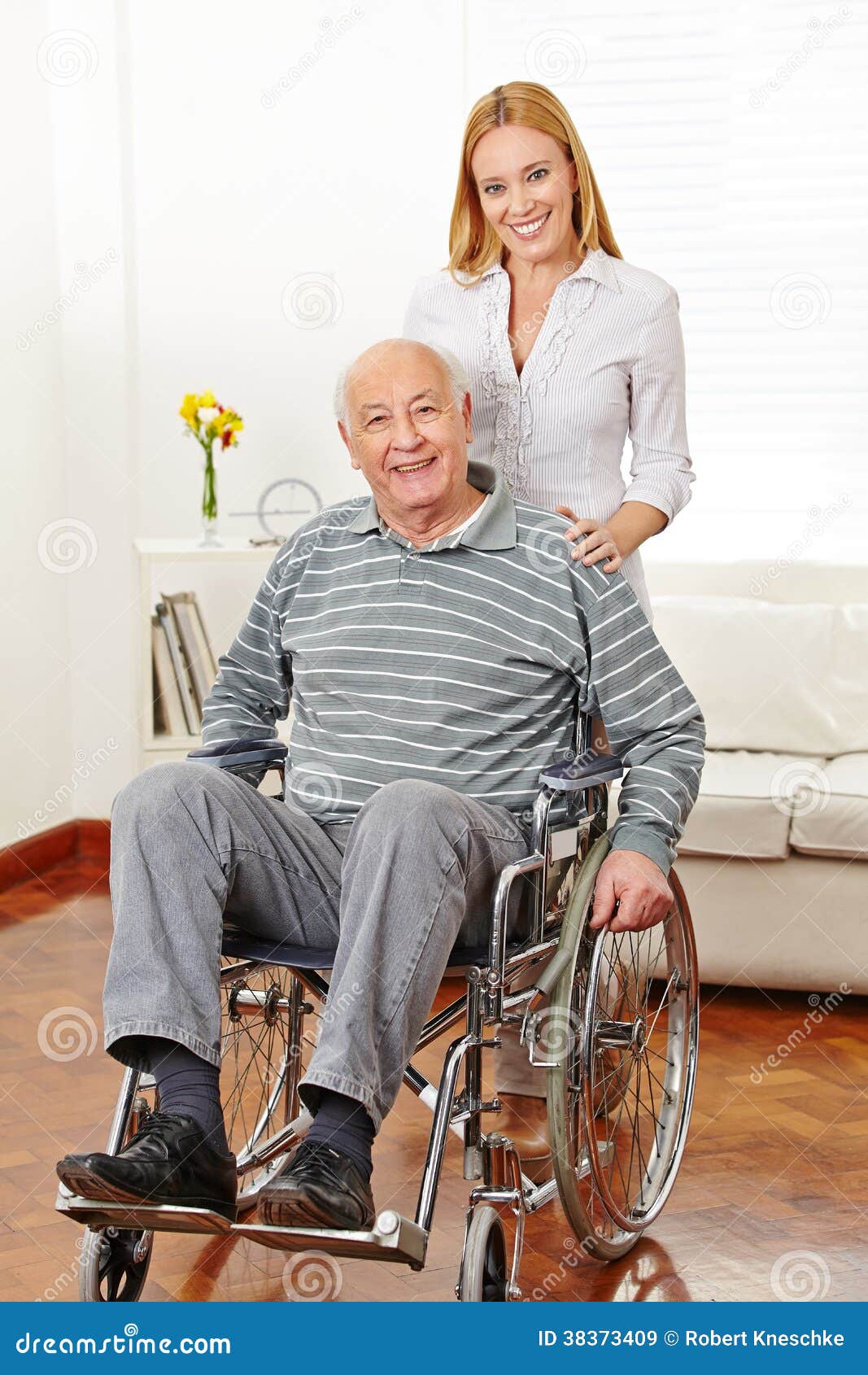 Woman with her old father stock image. Image of home - 38373409