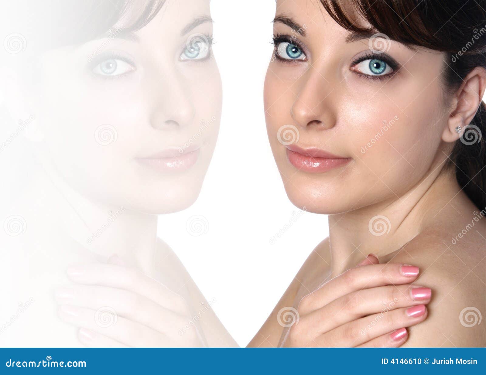 Woman and Her Reflection on White Stock Photo - Image of pride ...