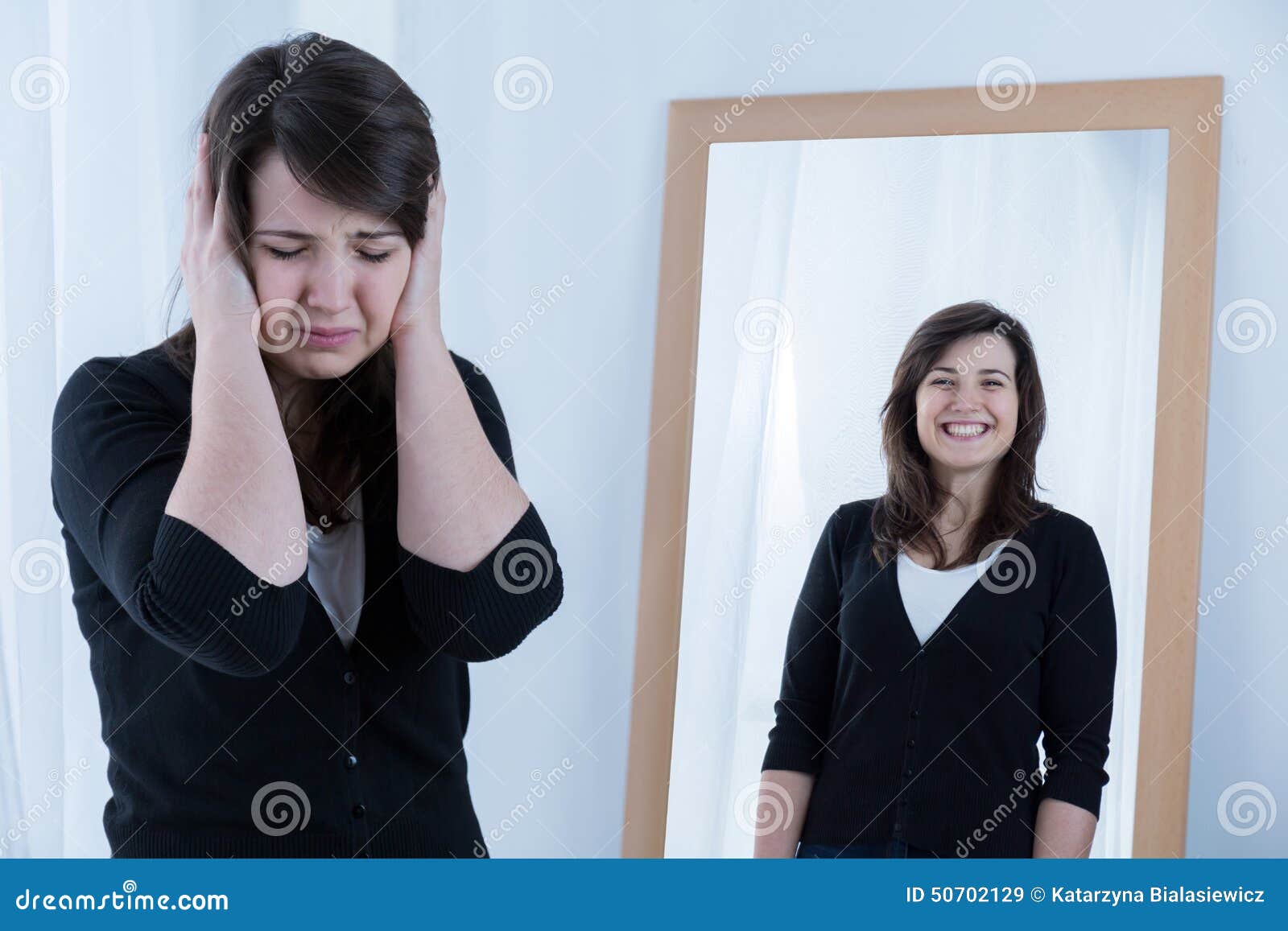 Woman and her reflection stock image. Image of gloomy - 50702129