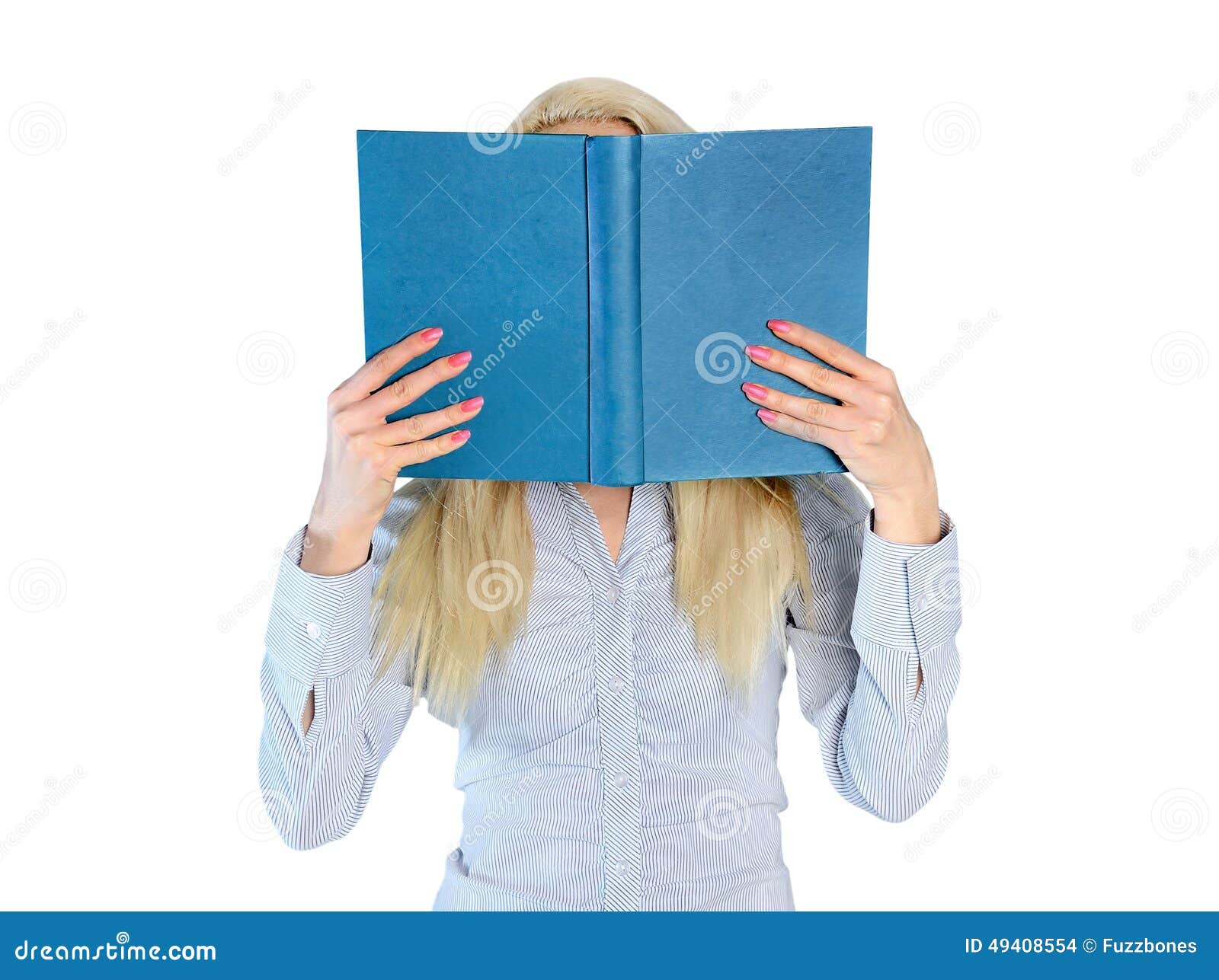Woman hide with book stock photo. Image of diary, looking - 49408554