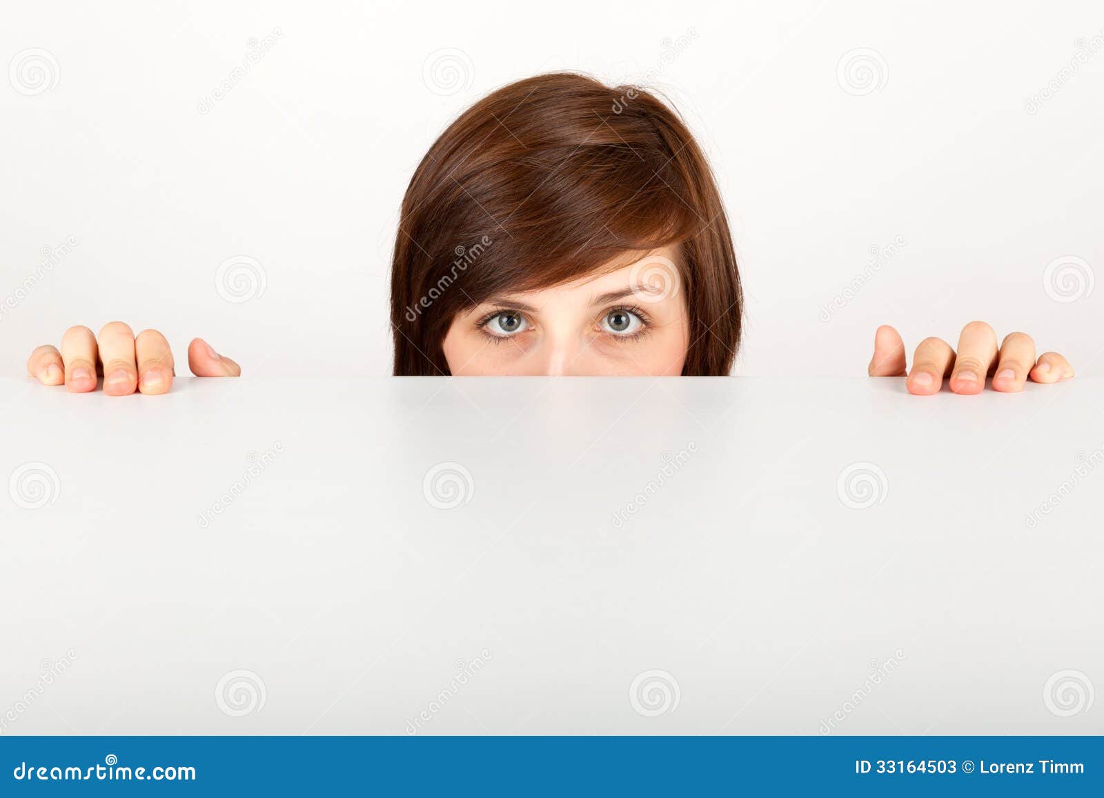The Woman is Hiding Anxious Behind the Table Stock Image - Image of ...