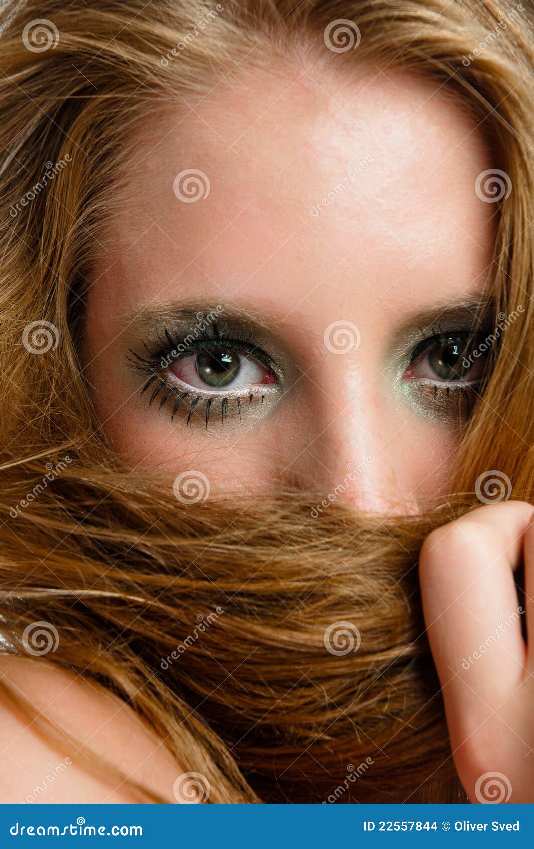 Woman Hiding Behind Her Hair Stock Photo - Image of female, people ...