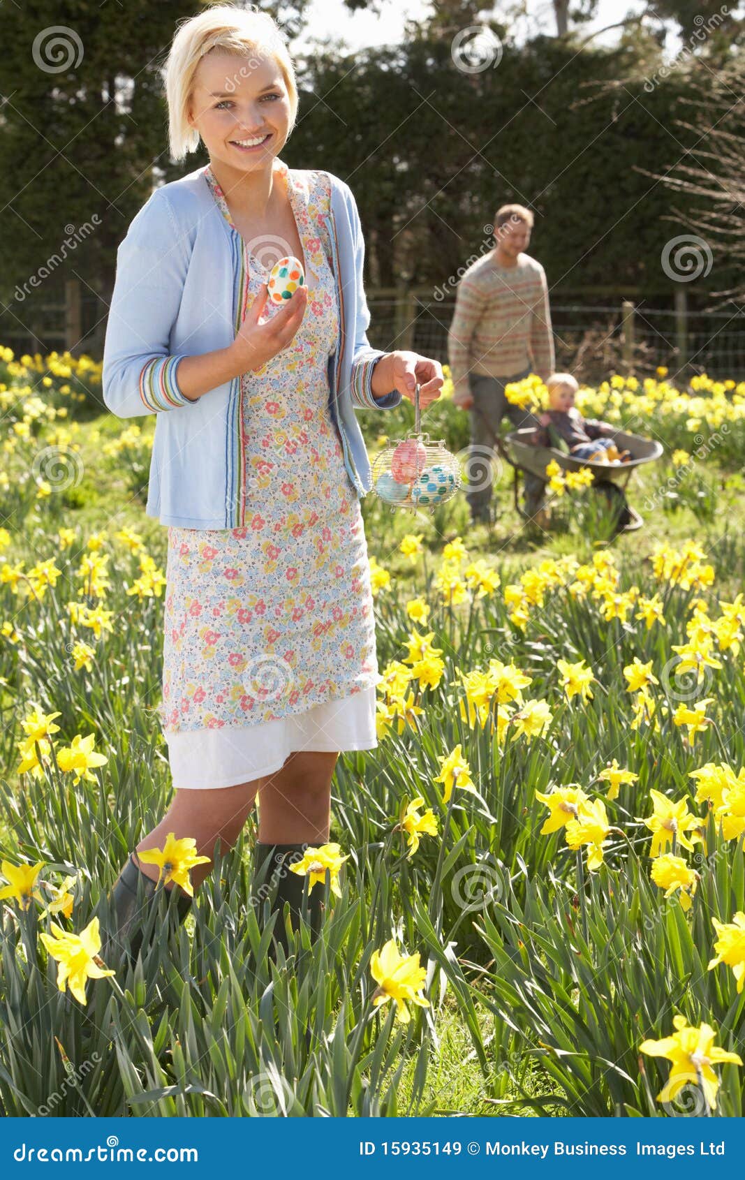 Woman Hiding Decorated Easter Eggs Stock Image - Image of outdoors ...