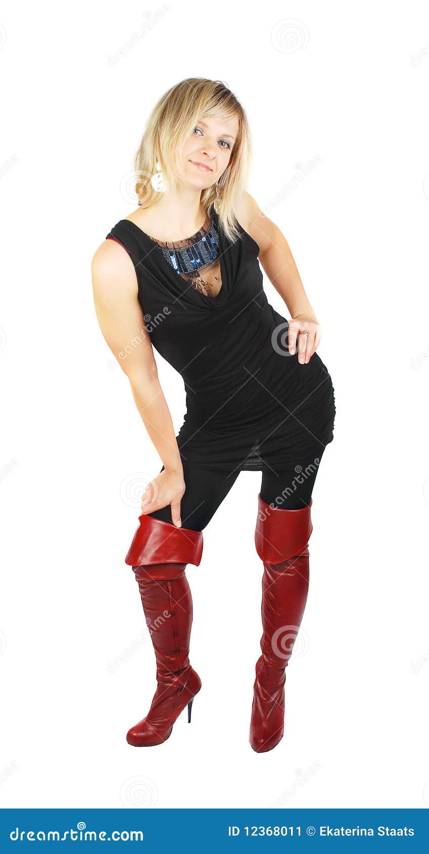 Woman in high red boots. stock image. Image of elegant - 12368011