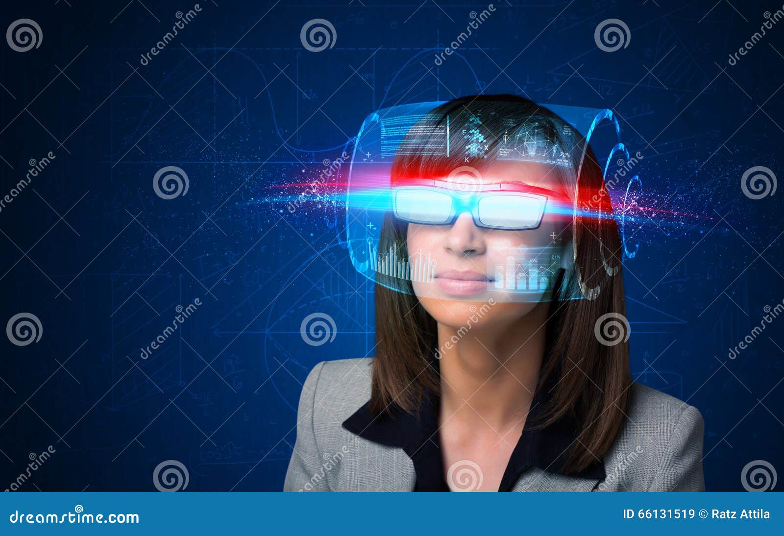 Woman with High Tech Smart Glasses Stock Image - Image of high ...