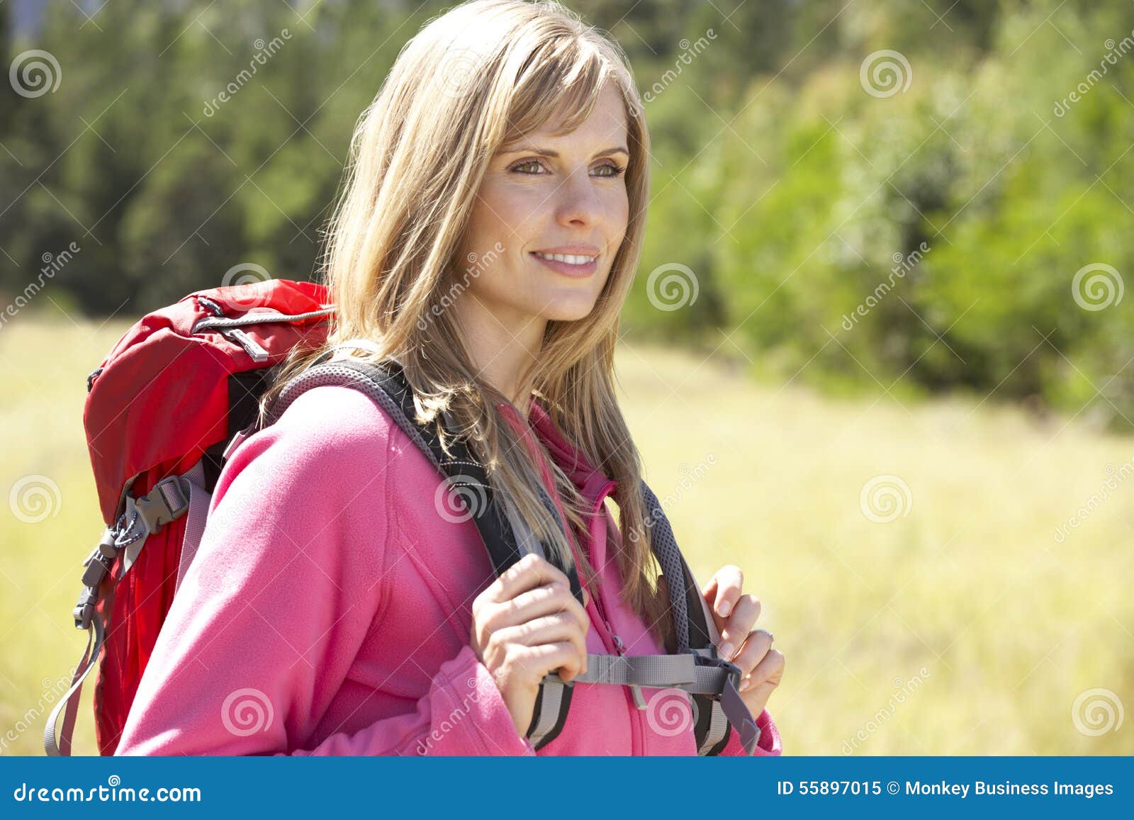 Woman on Hike in Beautiful Countryside Stock Image - Image of ...