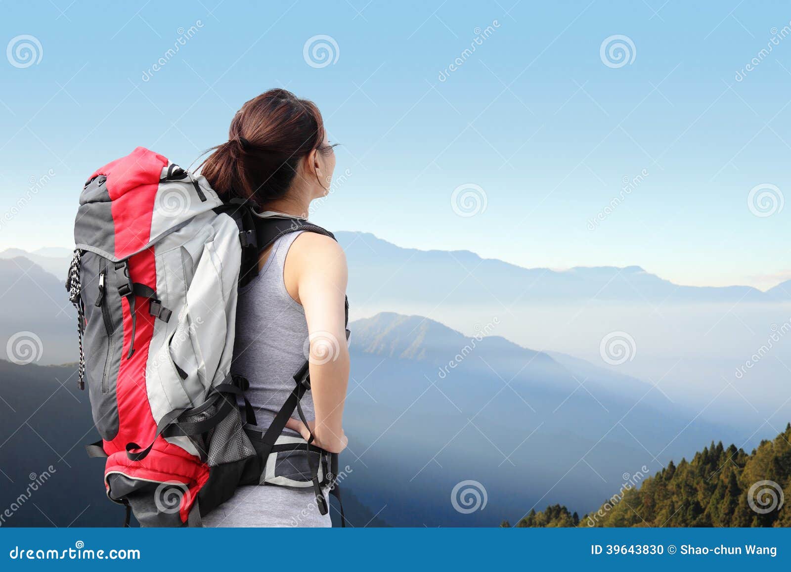 Woman Hiker with backpack stock photo. Image of healthy - 39643830