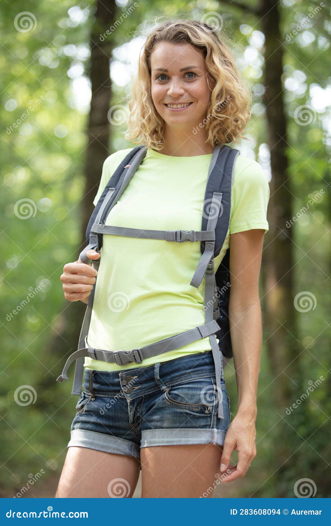 Woman Hiker with Backpack Walking Outdoors Stock Photo - Image of sport ...
