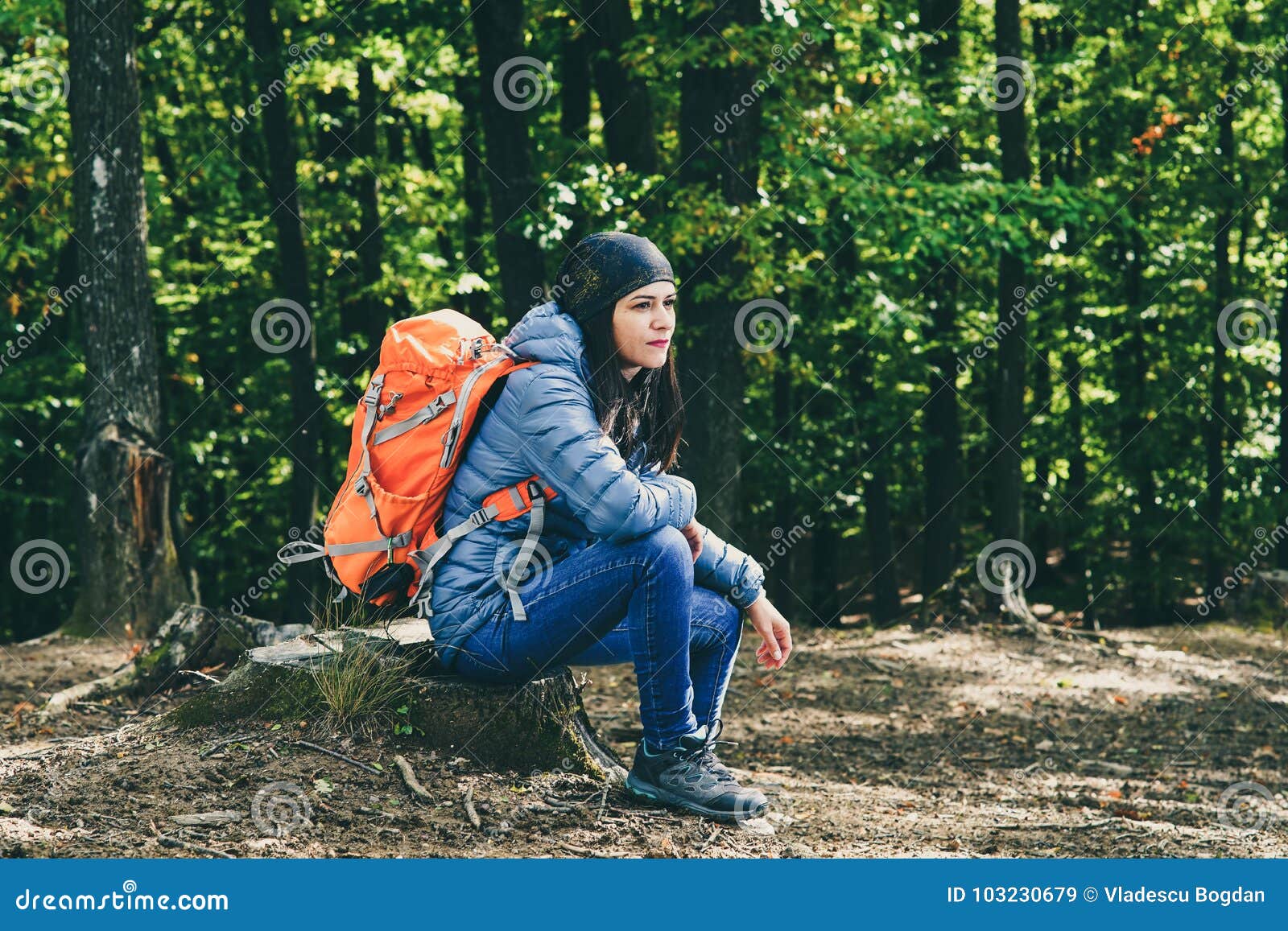 Female hiker resting stock image. Image of nature, action - 103230679