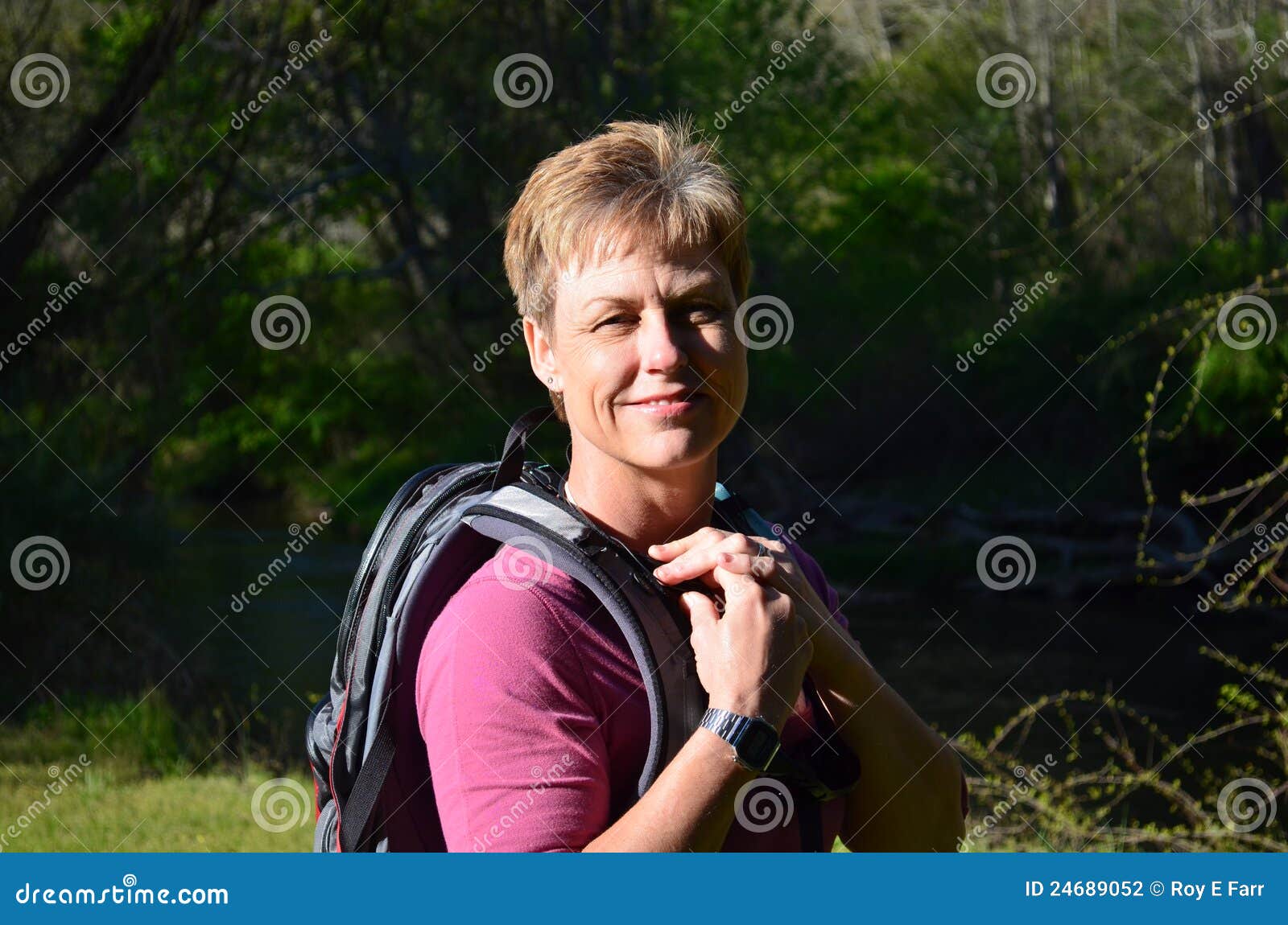 Woman Hiker Smiling stock photo. Image of closeup, hiking - 24689052