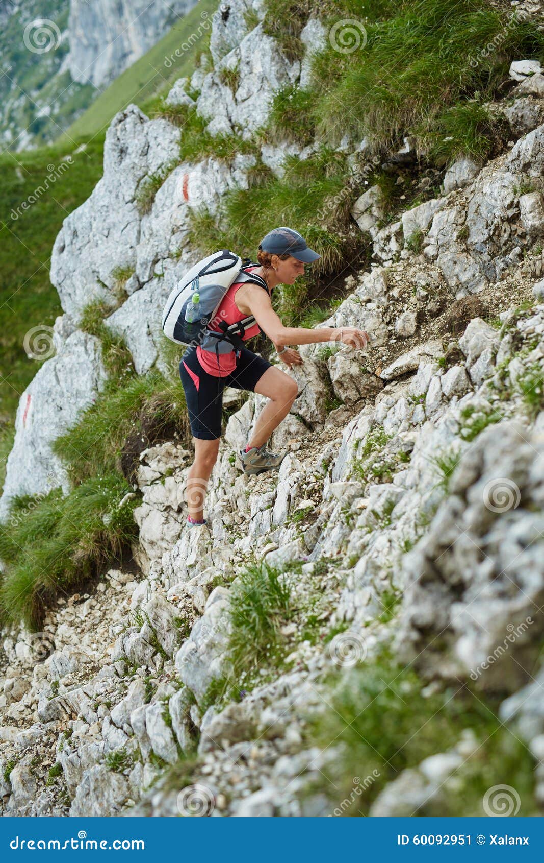 Woman Hiker on a Steep Trail Stock Image - Image of outdoor, sport ...