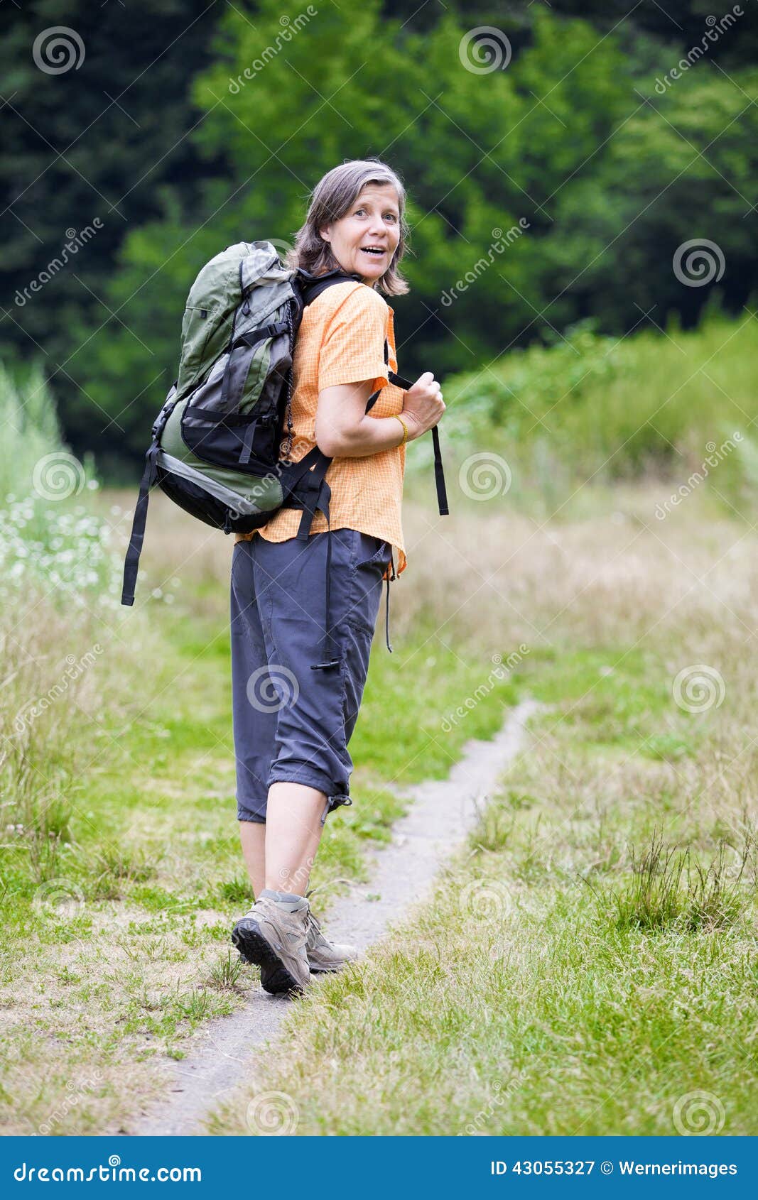 Woman hiking stock image. Image of leisure, nature, mountain - 43055327