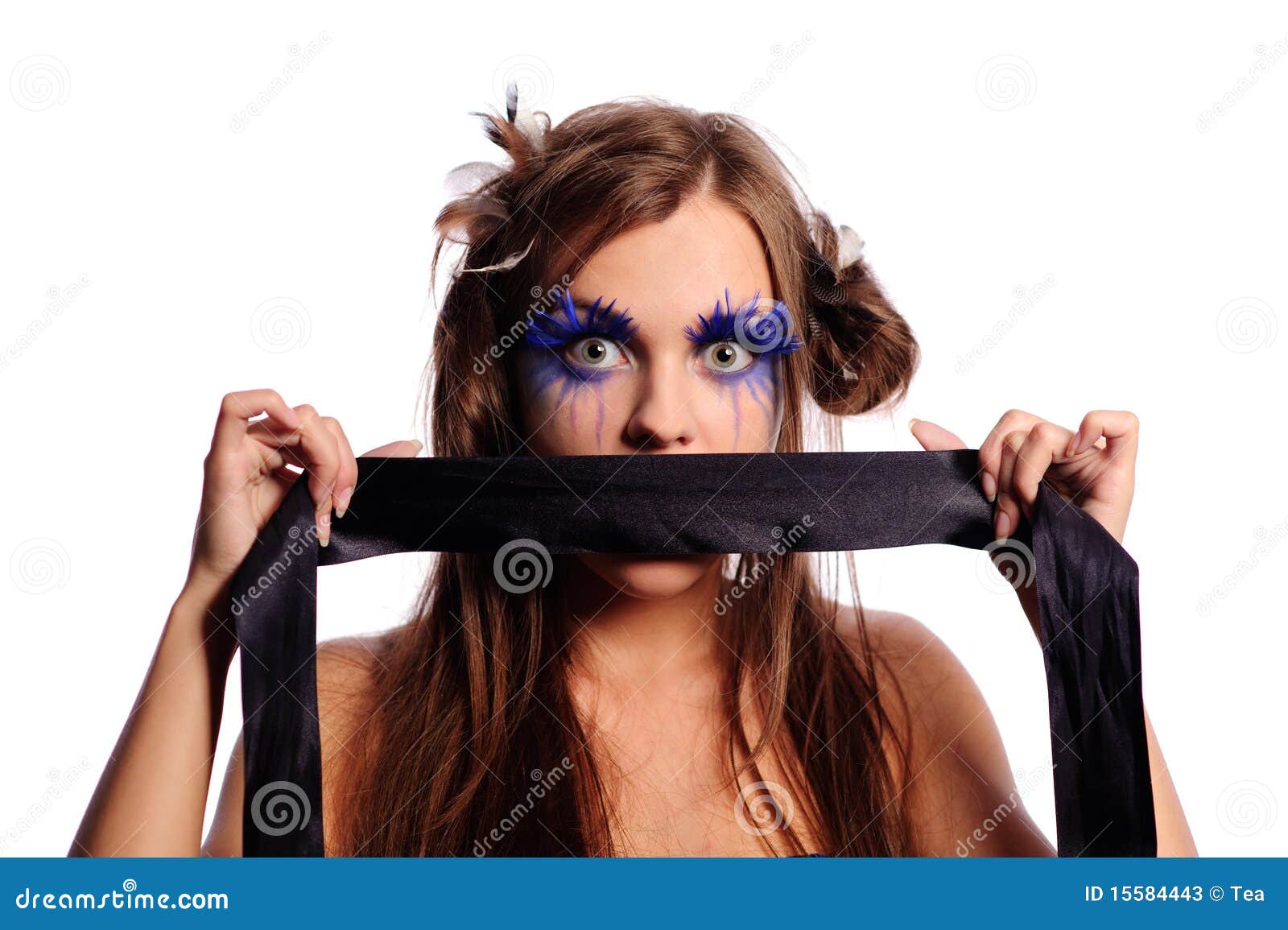 Woman hold black ribbon stock image. Image of fashionable - 15584443