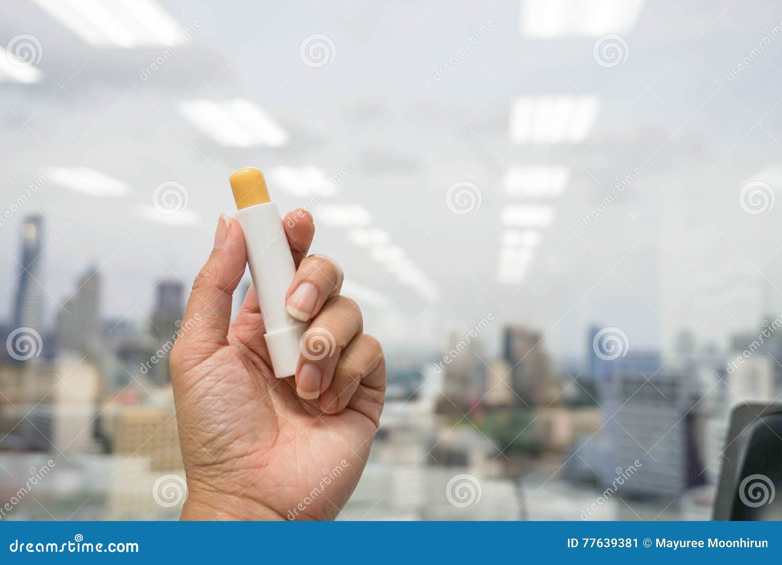 Woman hold lip balm stock image. Image of adult, facial - 77639381